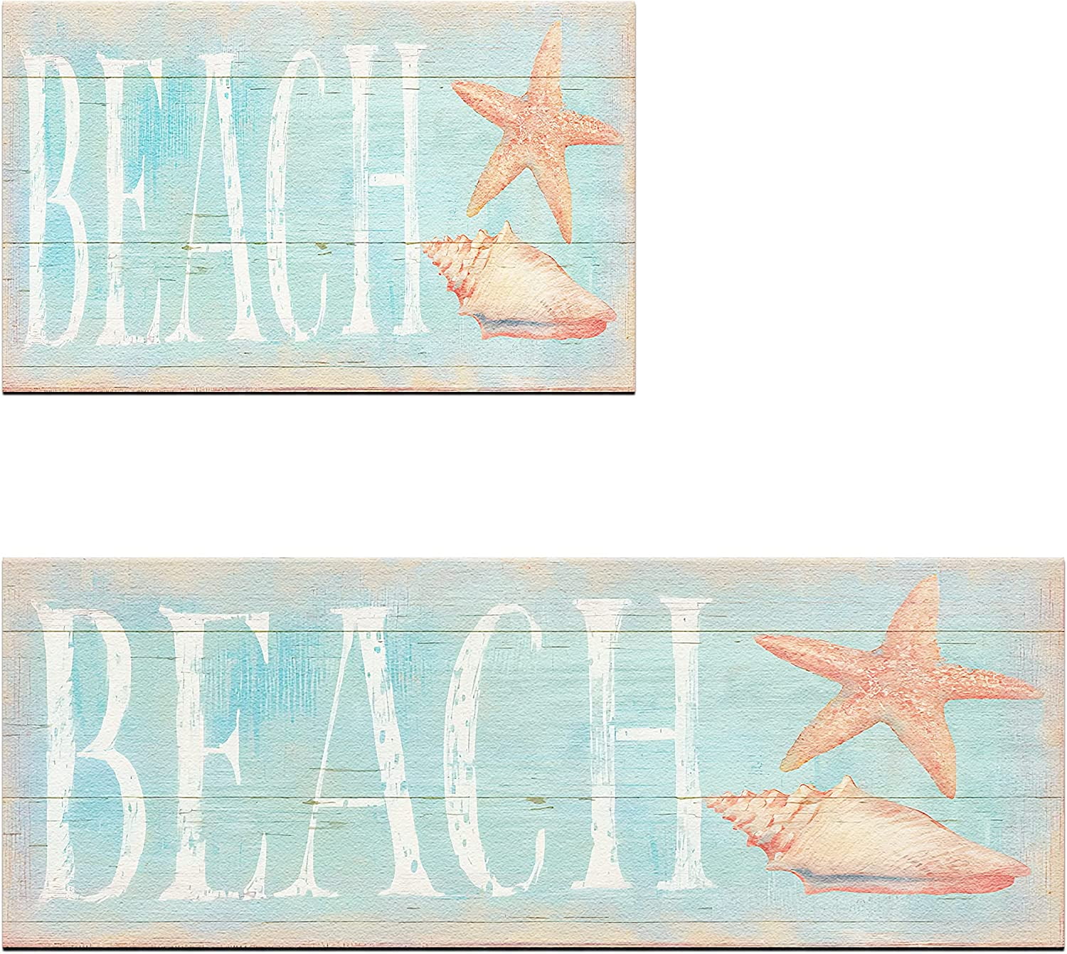 Beach Coastal Kitchen Rugs Mats Set of 2 Anti Fatigue Cushioned ...
