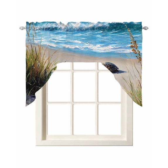 Beach Coastal Kitchen Swag Valances for Windows, Summer Nautical ...