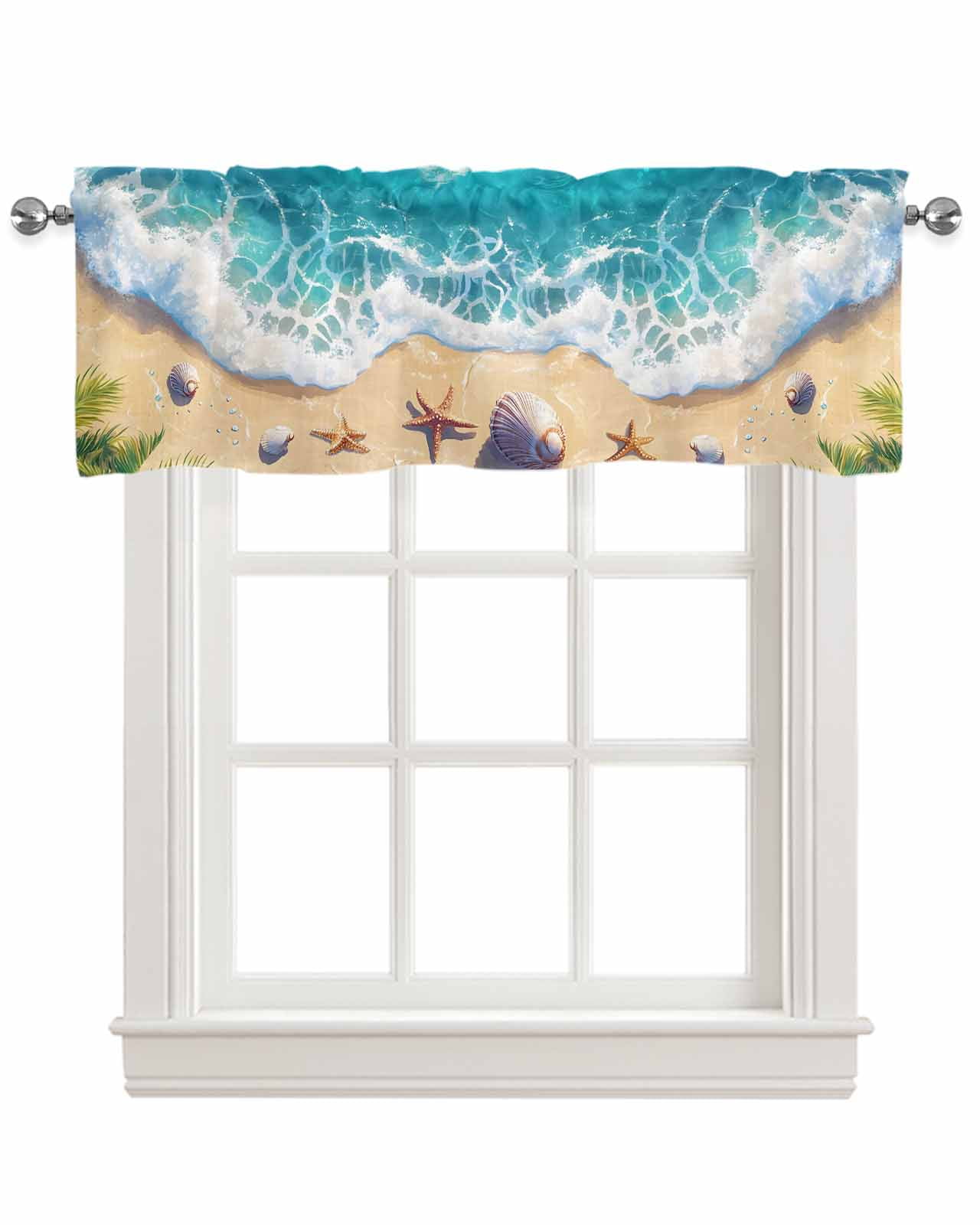 Beach Coastal Kitchen Valances for Windows Farmhouse Linen Window ...