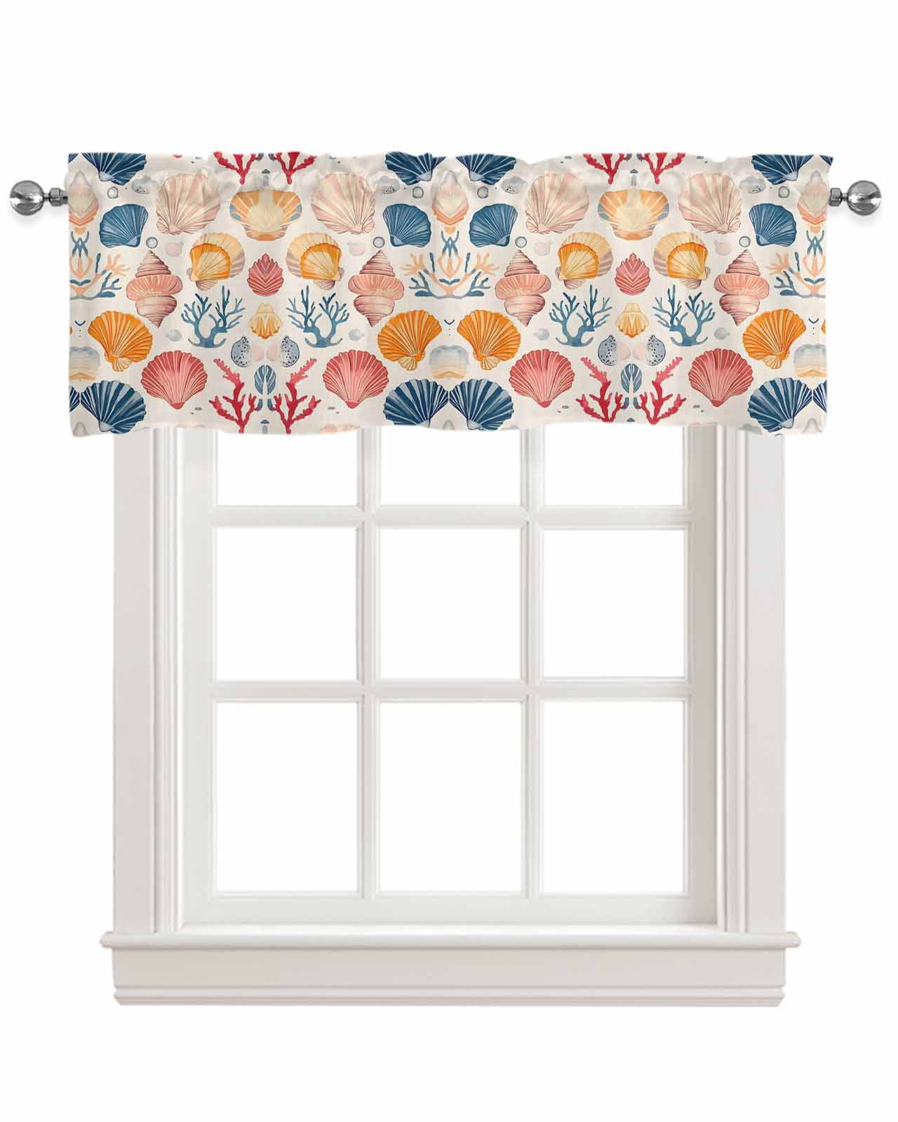 Beach Coastal Kitchen Valances for Windows Farmhouse Linen Window ...