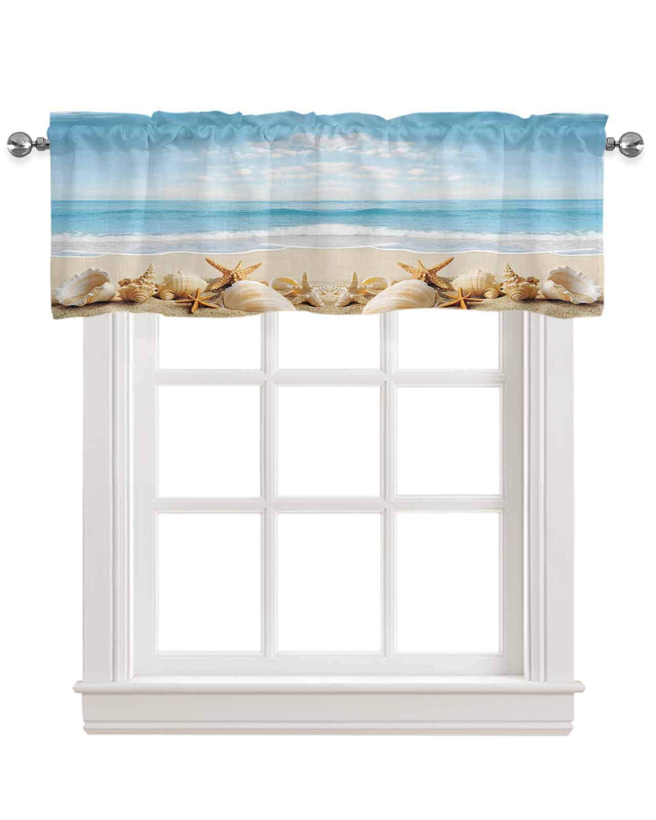 Beach Coastal Kitchen Valances for Windows Farmhouse Linen Window ...