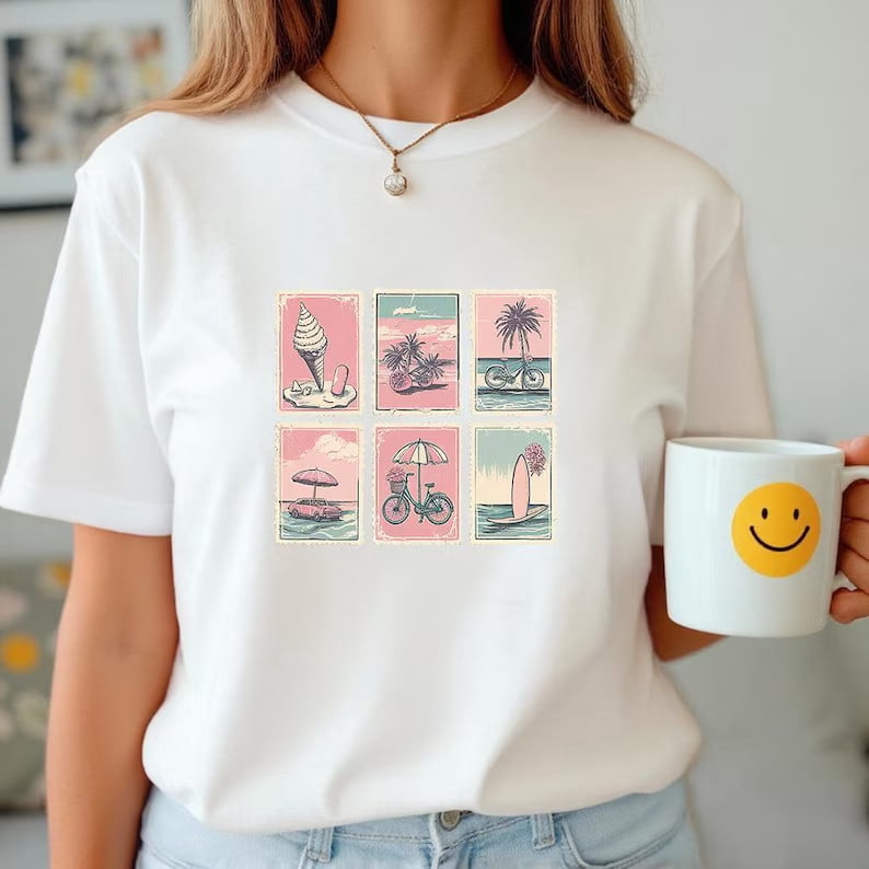 Beach Coastal Postage Stamp Landmark Travel Ticket Summer Vacation T ...