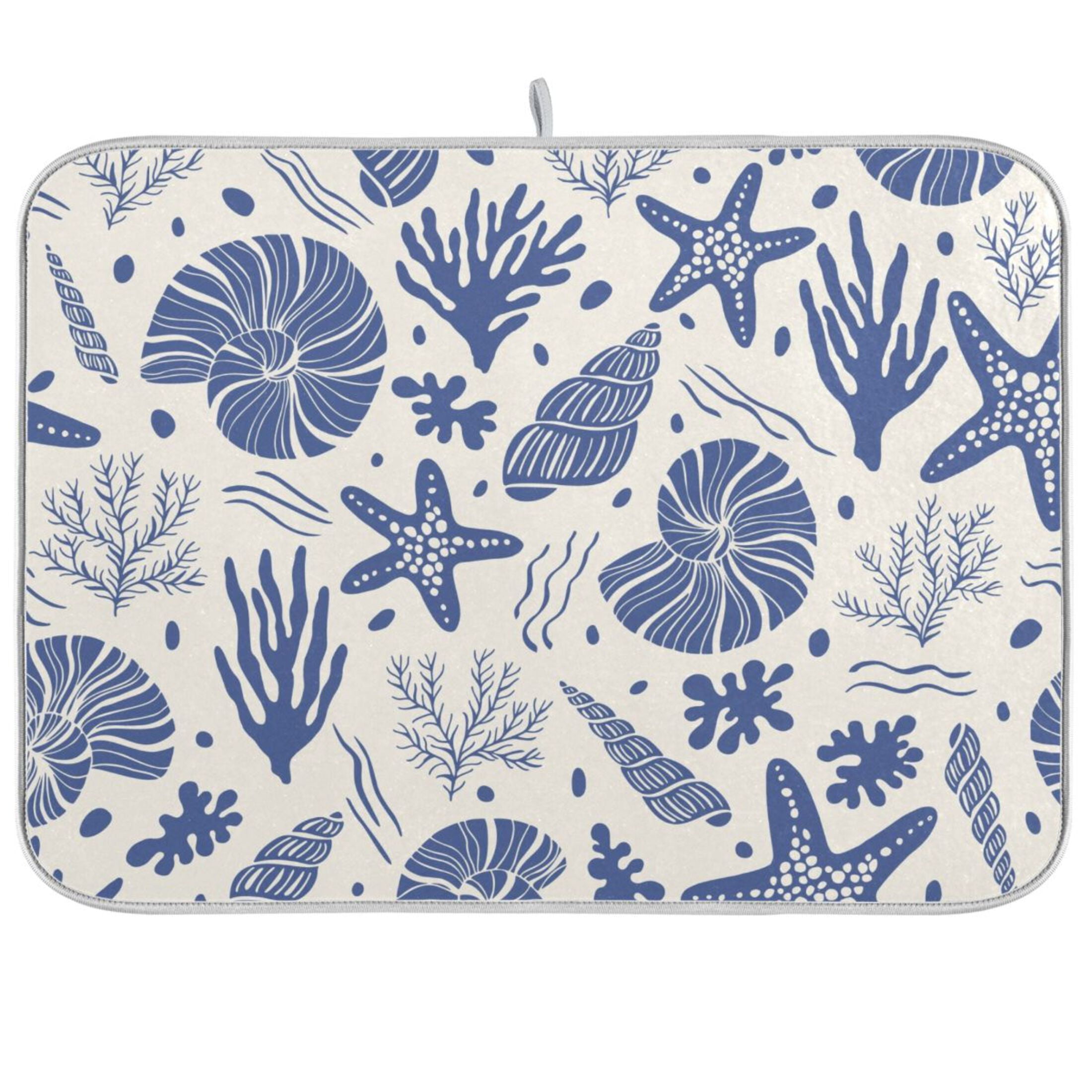 Beach Coastal Sea Shells Starfish Corals Dish Drying Mat Microfiber ...
