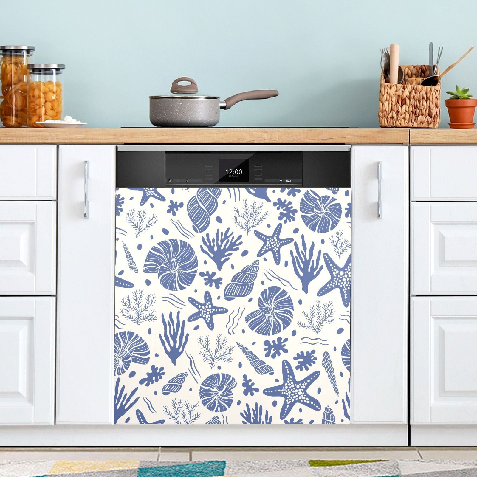 Beach Coastal Sea Shells Starfish Corals Magnetic Dishwasher Cover ...