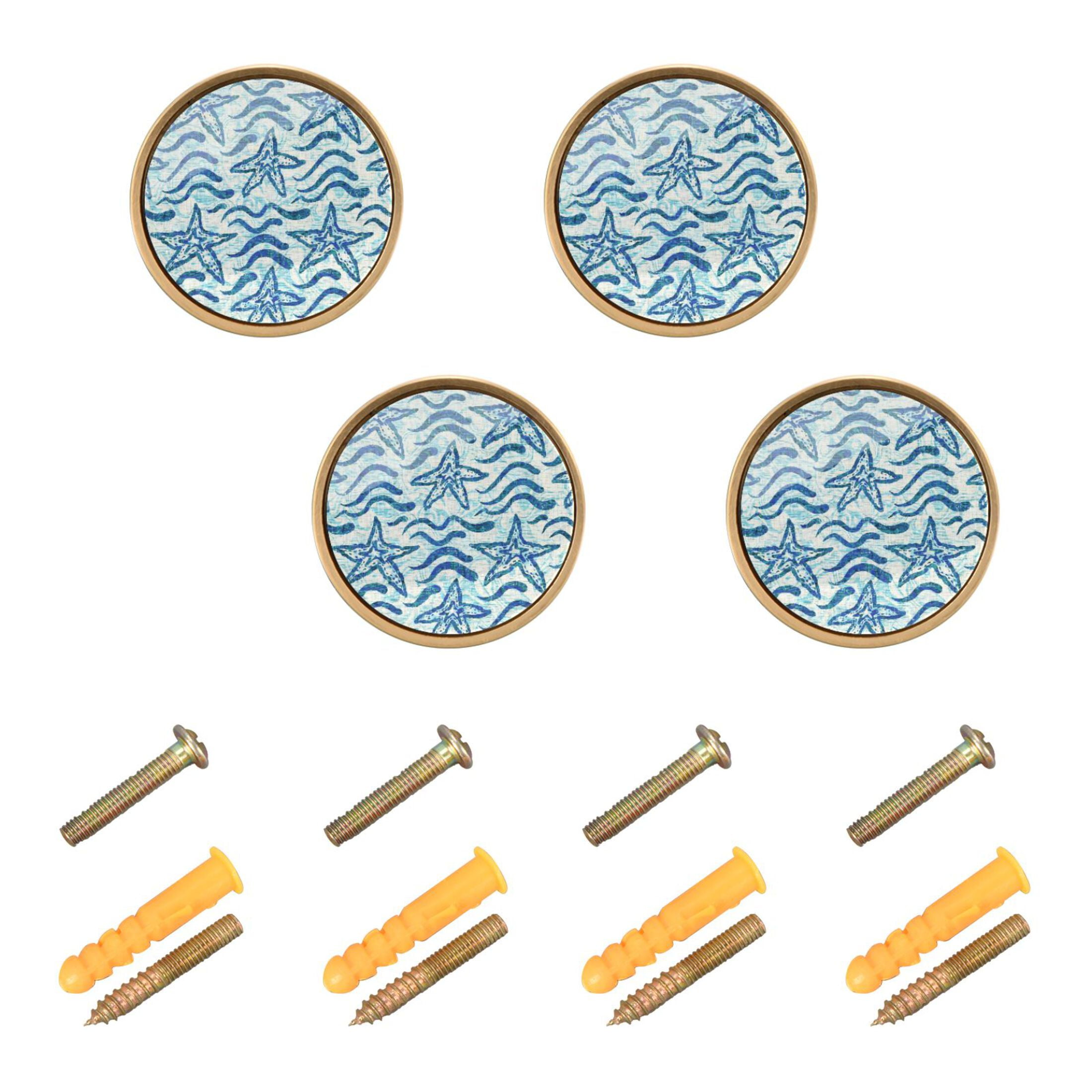 Beach Coastal Seastars Nautical Weave Cabinet Knobs Kitchen Drawers ...