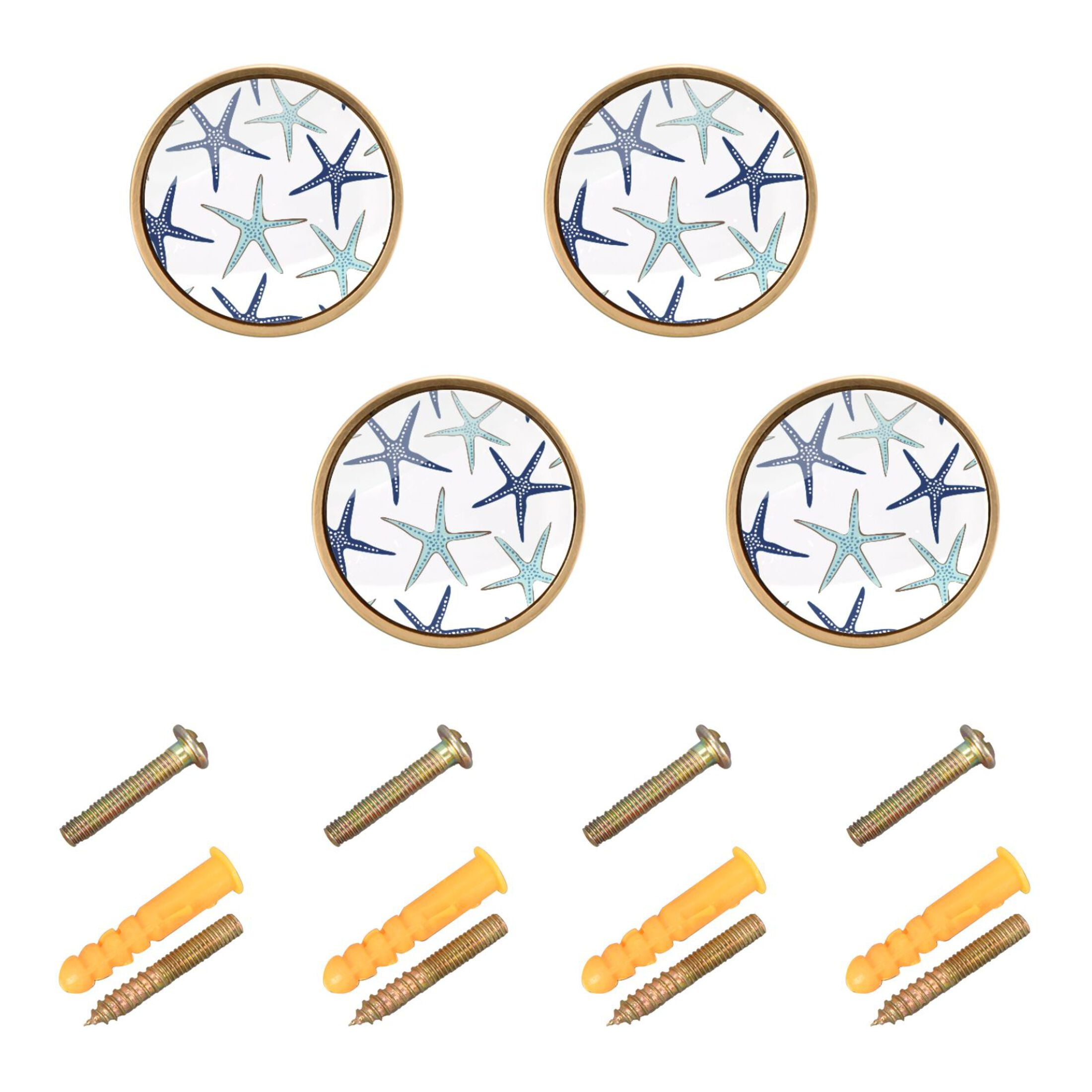 Beach Coastal Starfish Navy Blue and Turquoise Cabinet Knobs Kitchen ...