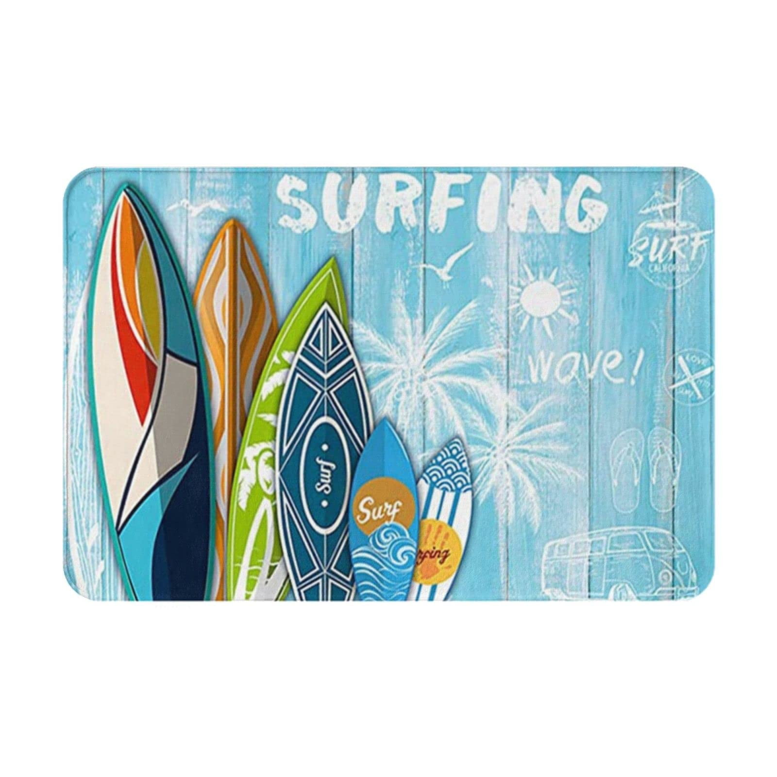 Beach Coastal Surfboard Summer Theme Holiday Doormat Outdoor Indoor Non ...