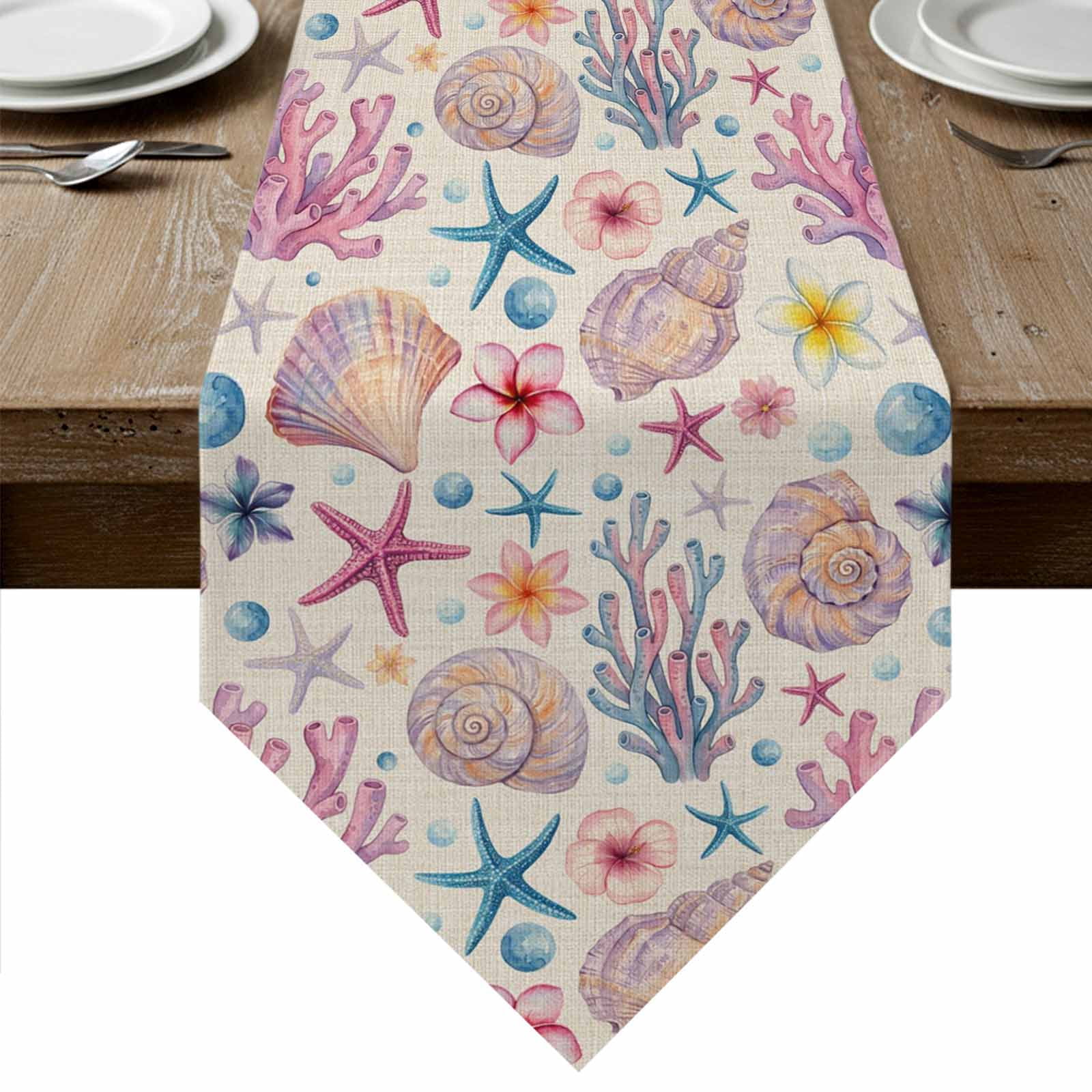 Beach Coastal Table Runner Linen Burlap Table Runner 90 Inches Long ...