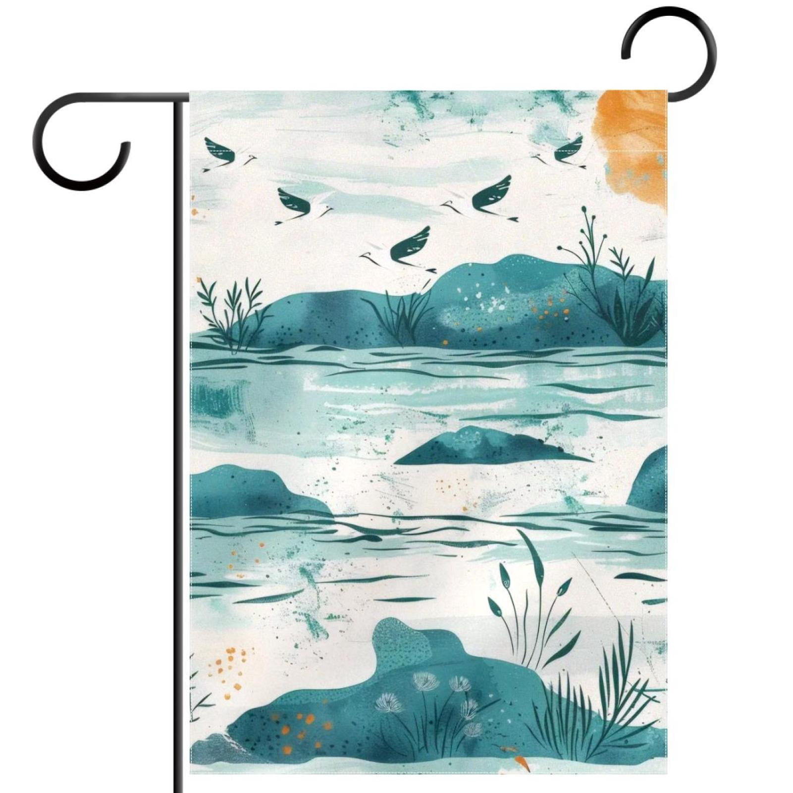 Beach Coastal Teal Ocean Sunrise Garden Flag Double Sided House Flag ...