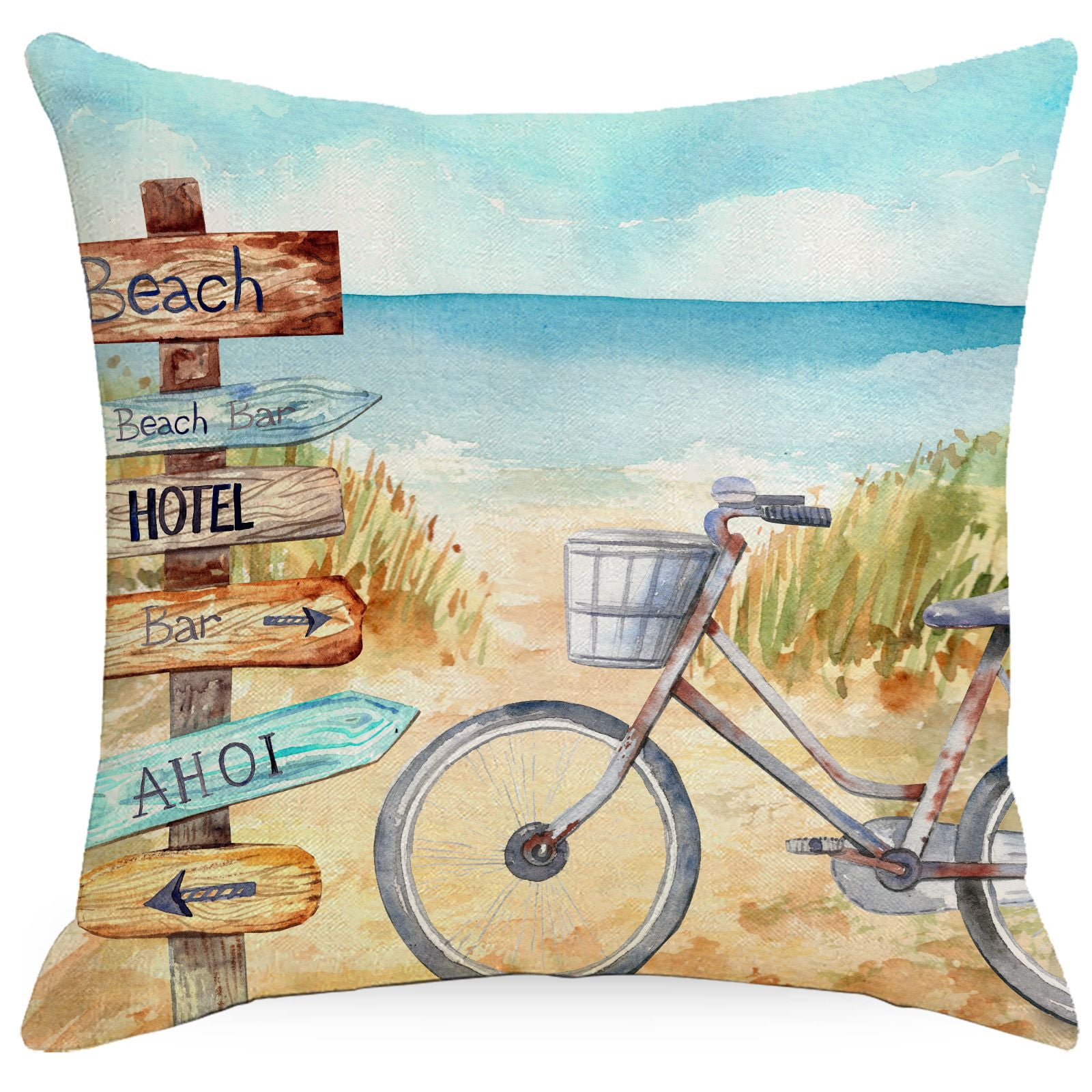 Beach Coastal Throw Pillow Covers 18x18inch Summer Nautical Patio Ocean ...