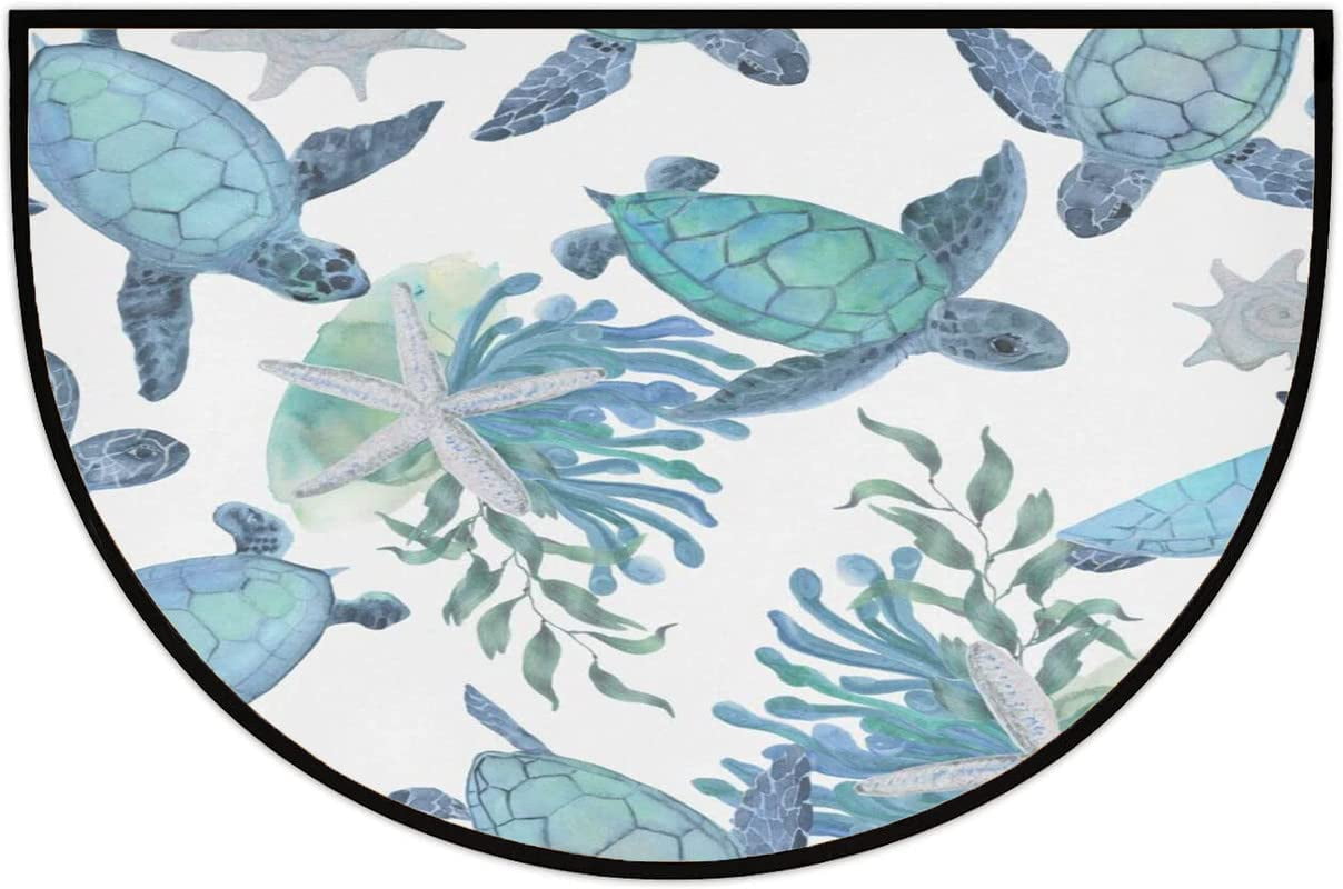 Beach Coastal Turtles Half Round Door Mat Half Circle Area Rug Doormat ...