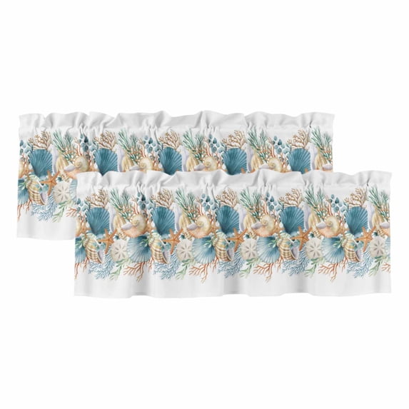 Beach Coastal Valances for Windows, Decorative Rod Pocket Window ...