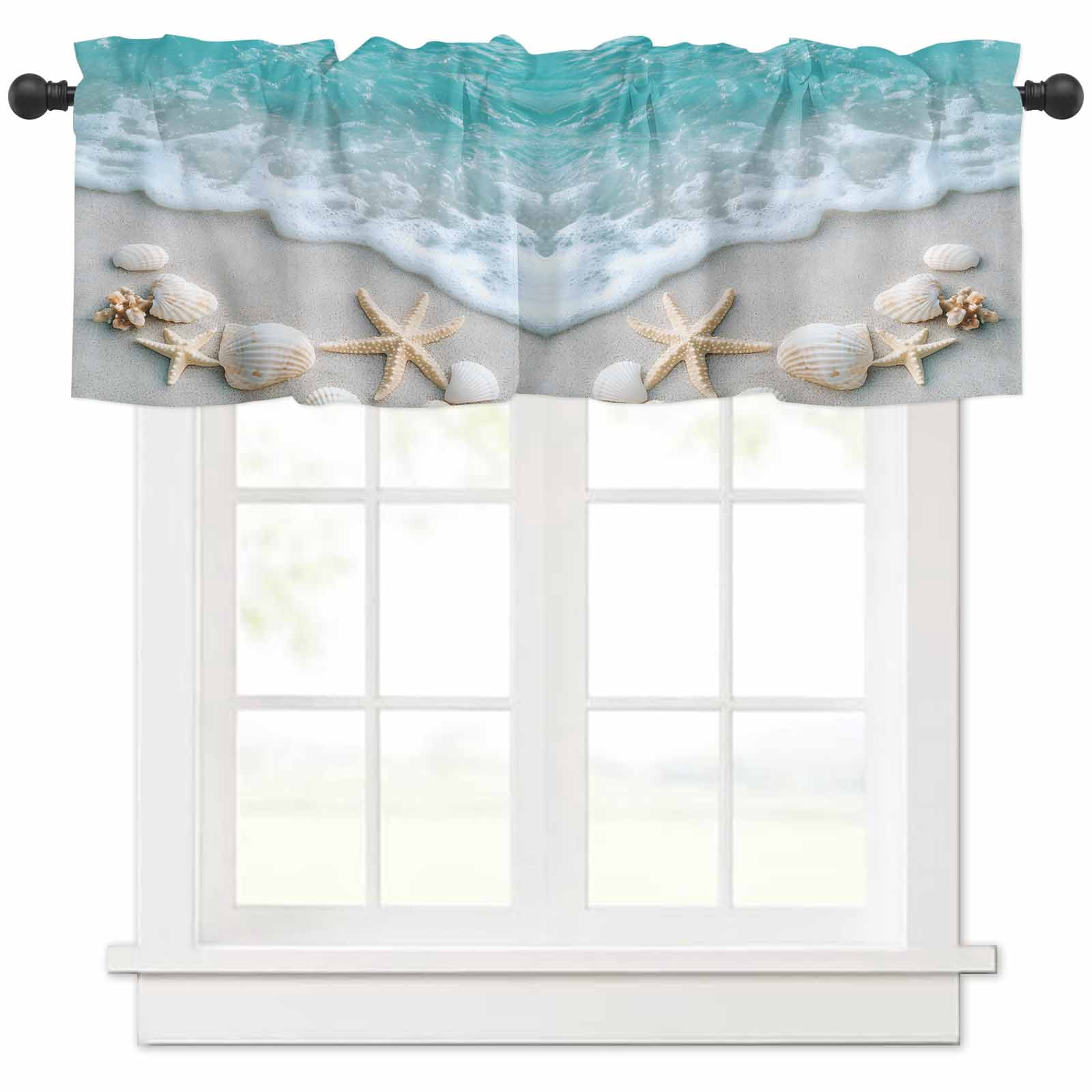 Beach Coastal Valances for Windows Farmhouse Kitchen Curtains Valances ...