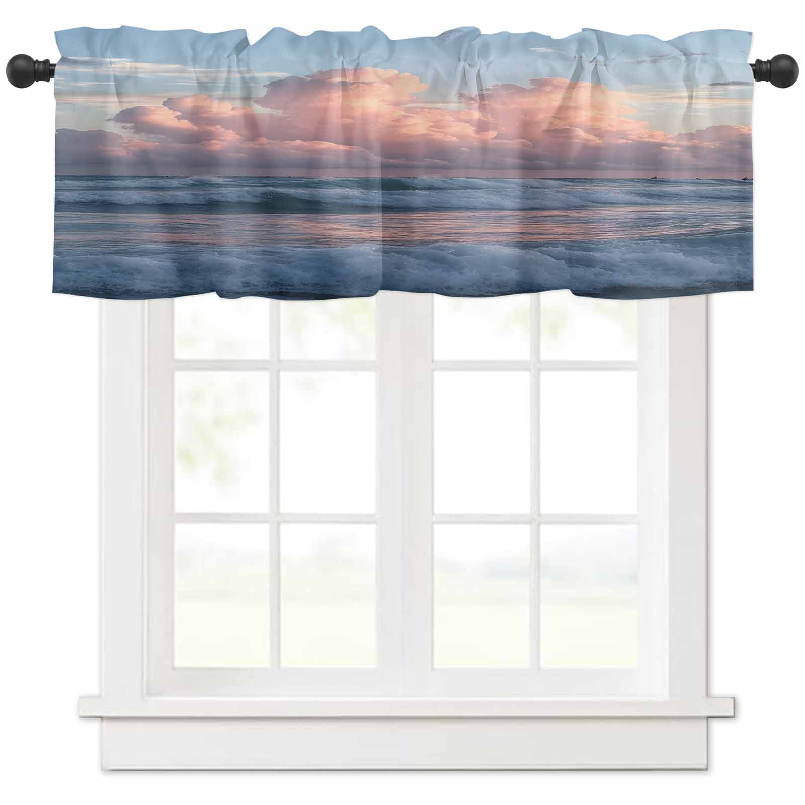 Beach Coastal Valances for Windows Farmhouse Kitchen Curtains Valances ...