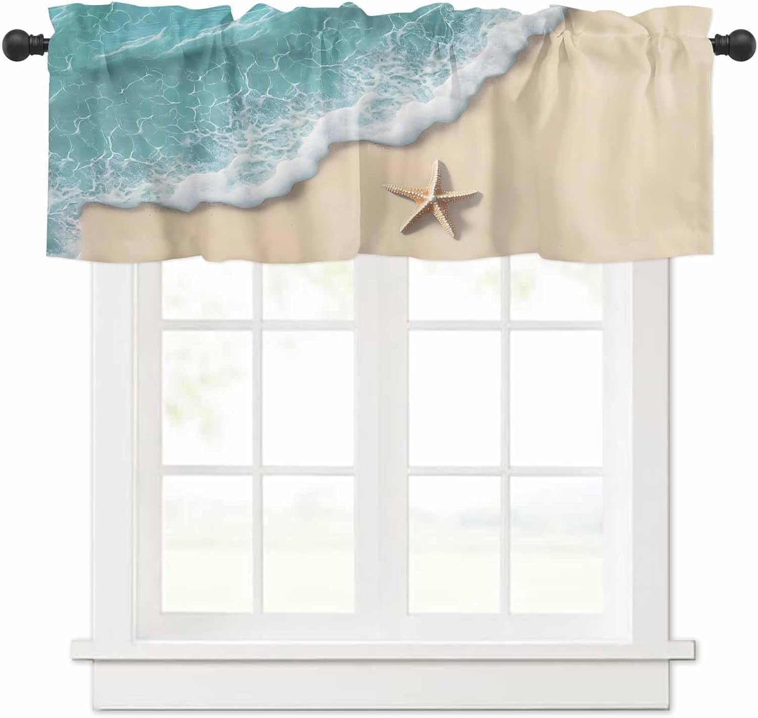Beach Coastal Valances for Windows, Summer Nautical Kitchen Curtains ...
