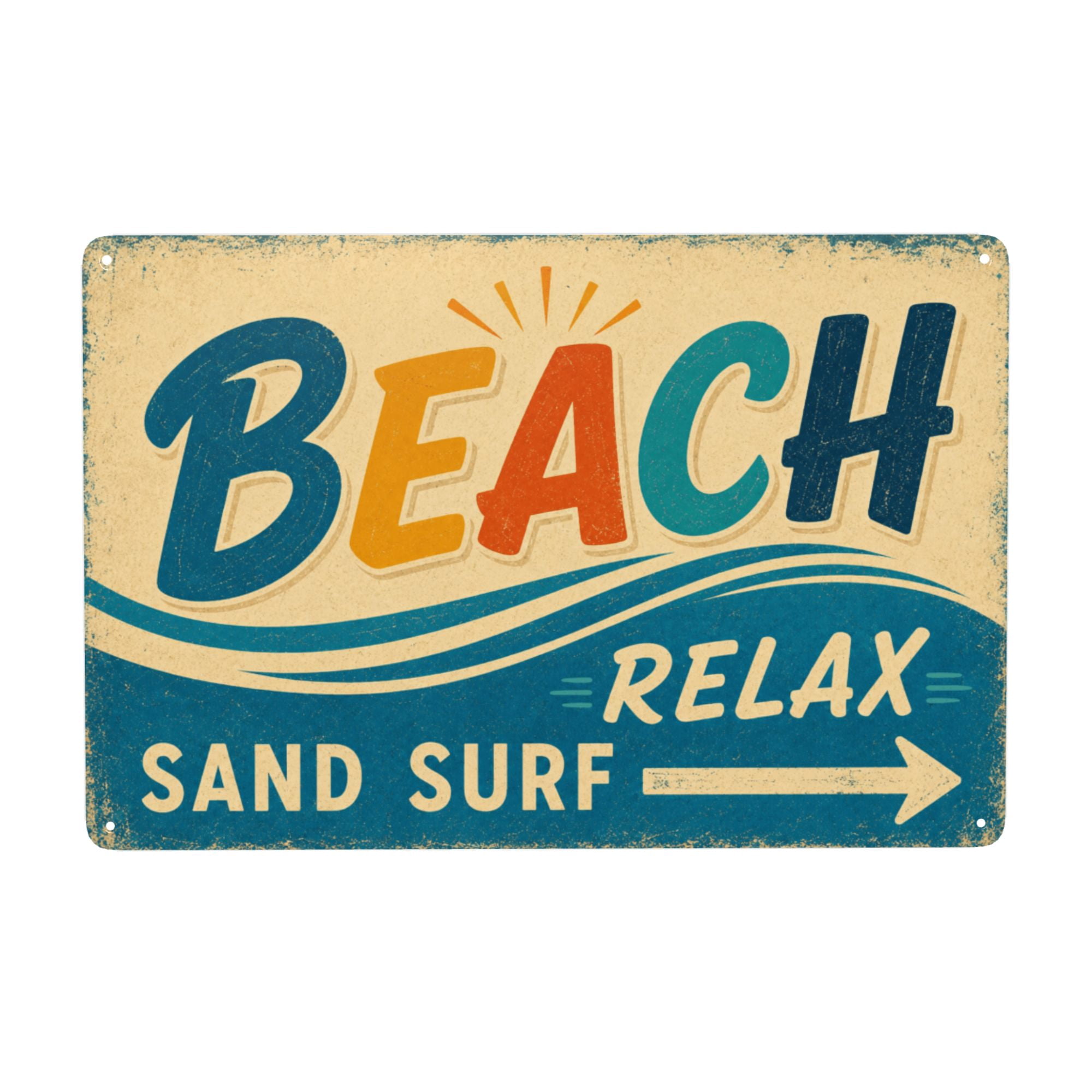 Beach Coastal Vintage Metal Tin Sign Wall Decor, 8 x 12 Inch, for Beach ...