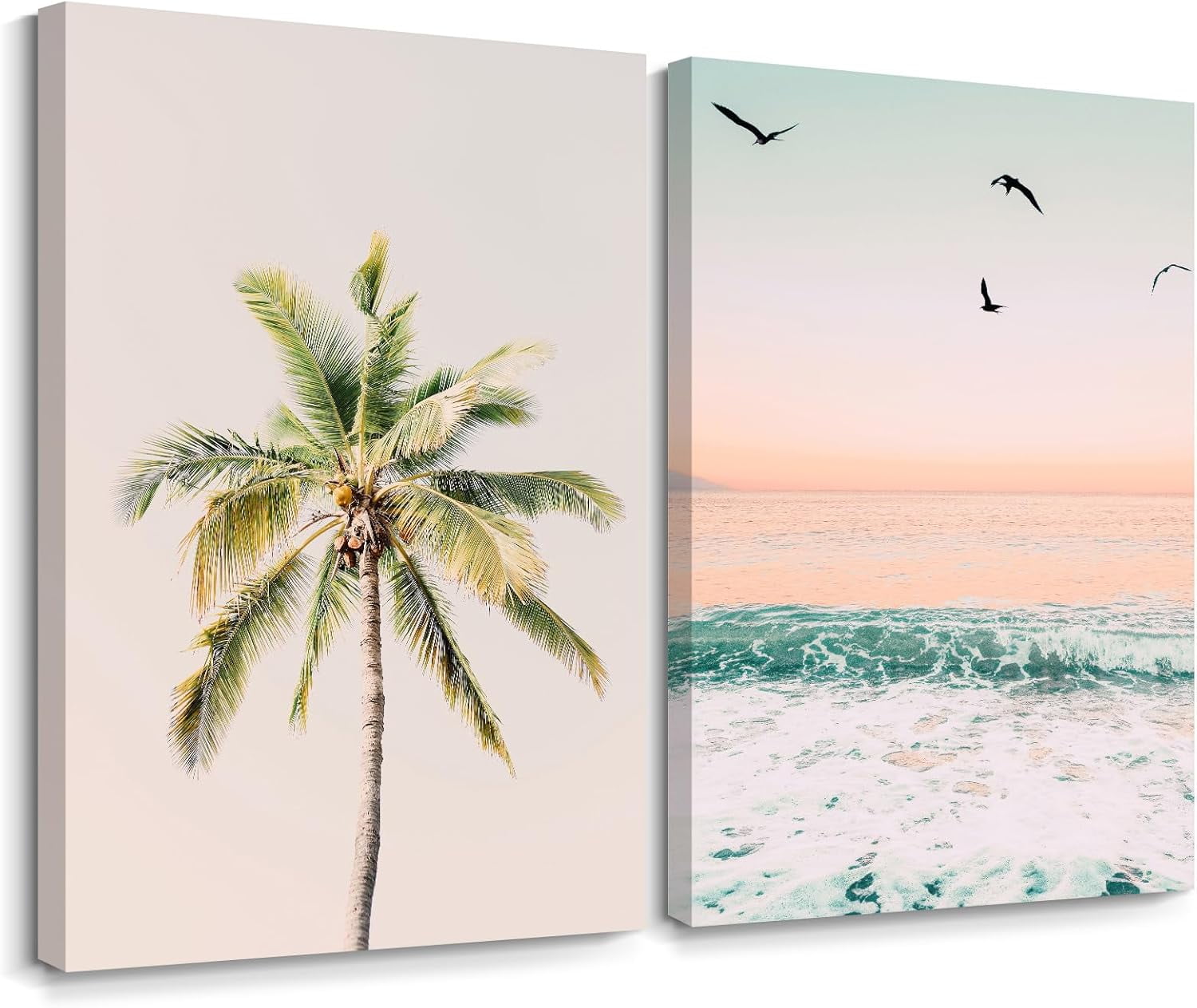 Beach Coastal Wall Art Pictures Beachy Ocean Canvas Wall Decor Surf Aesthetic Wall Art Surfboard ...
