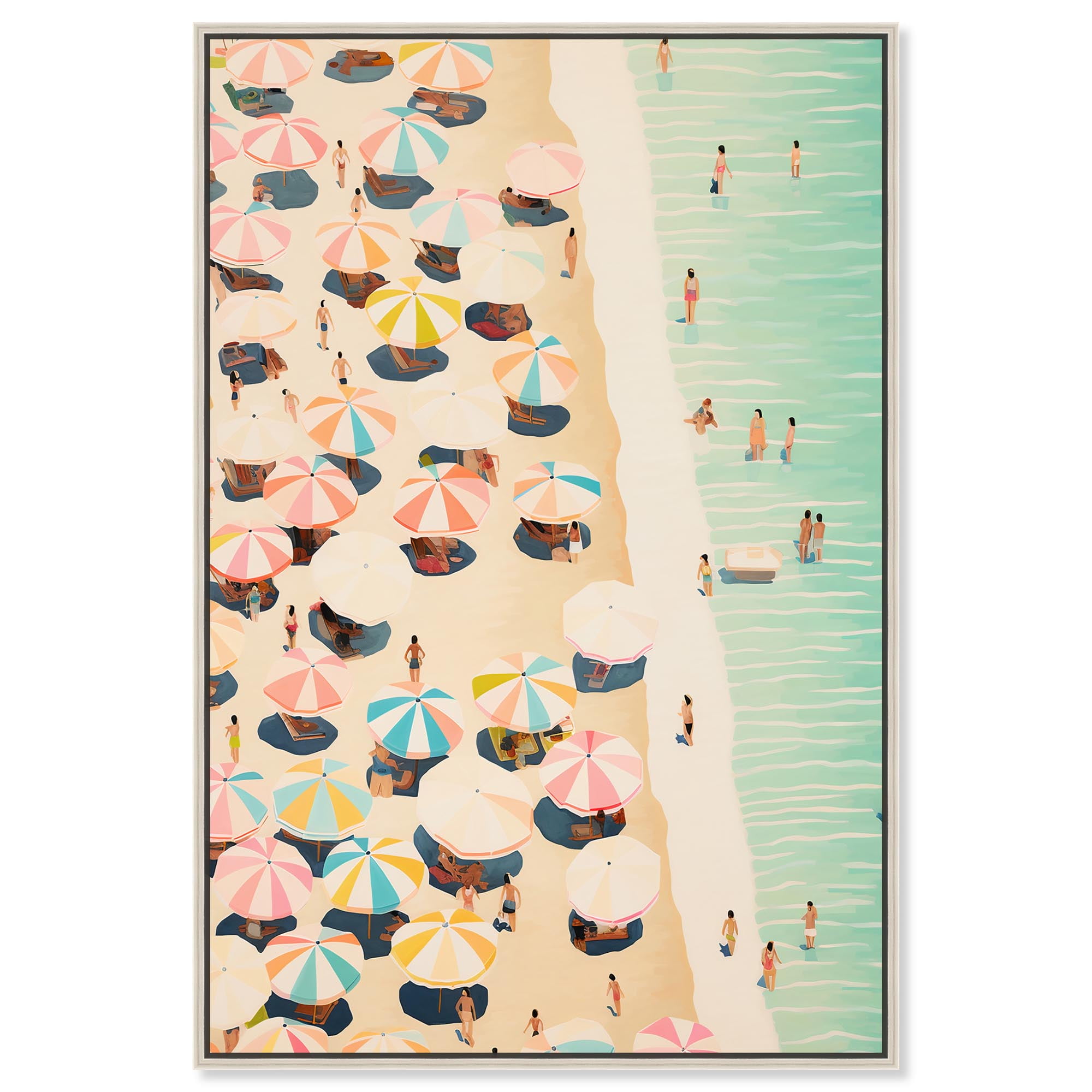 Beach Coastline Fun Canvas Modern Beach Wall Art by Art Remedy, Silver ...