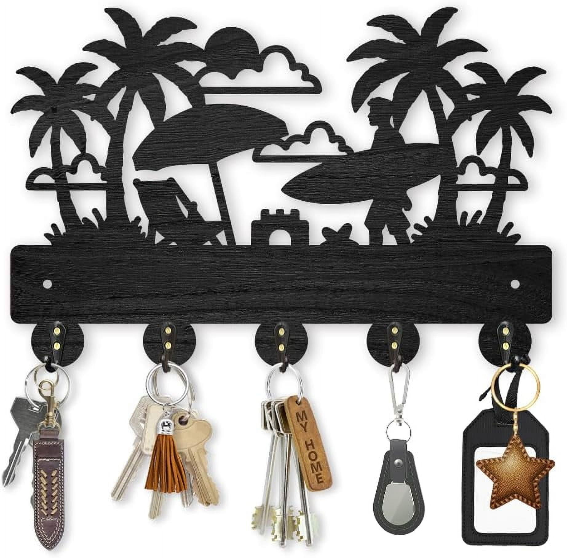 Beach Coat Hooks Wall Mount Summer Coconut Tree Wood Key Holder for DIY ...