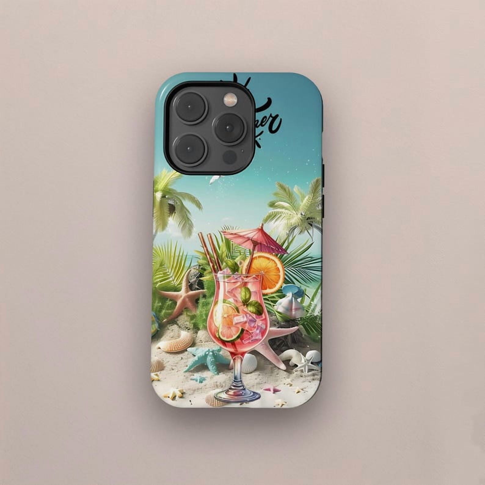 Beach Cocktail Palm Tree Collage Phone Case, Summer Tropical Vibes with ...