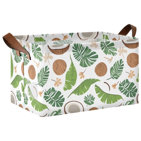 Beach Coconut Pattern Collapsible Storage Bin Open Home Shelf Basket ...