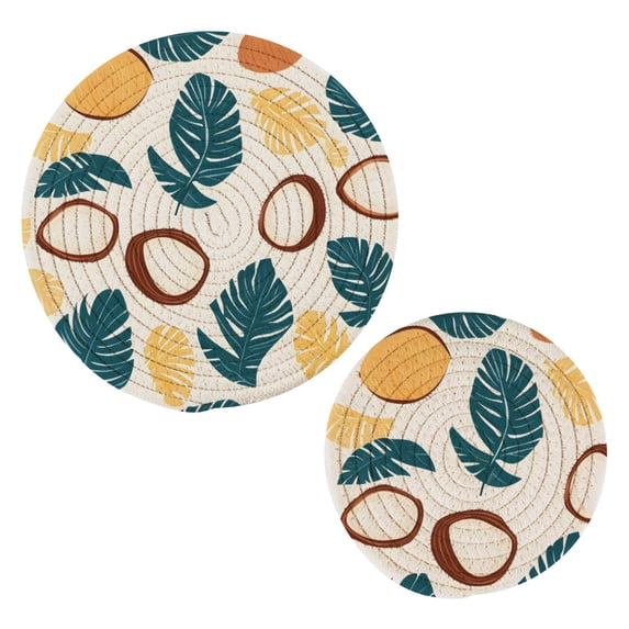 Beach Coconut Pattern Cotton Trivets Potholders Set of 2 Handmade Heat ...