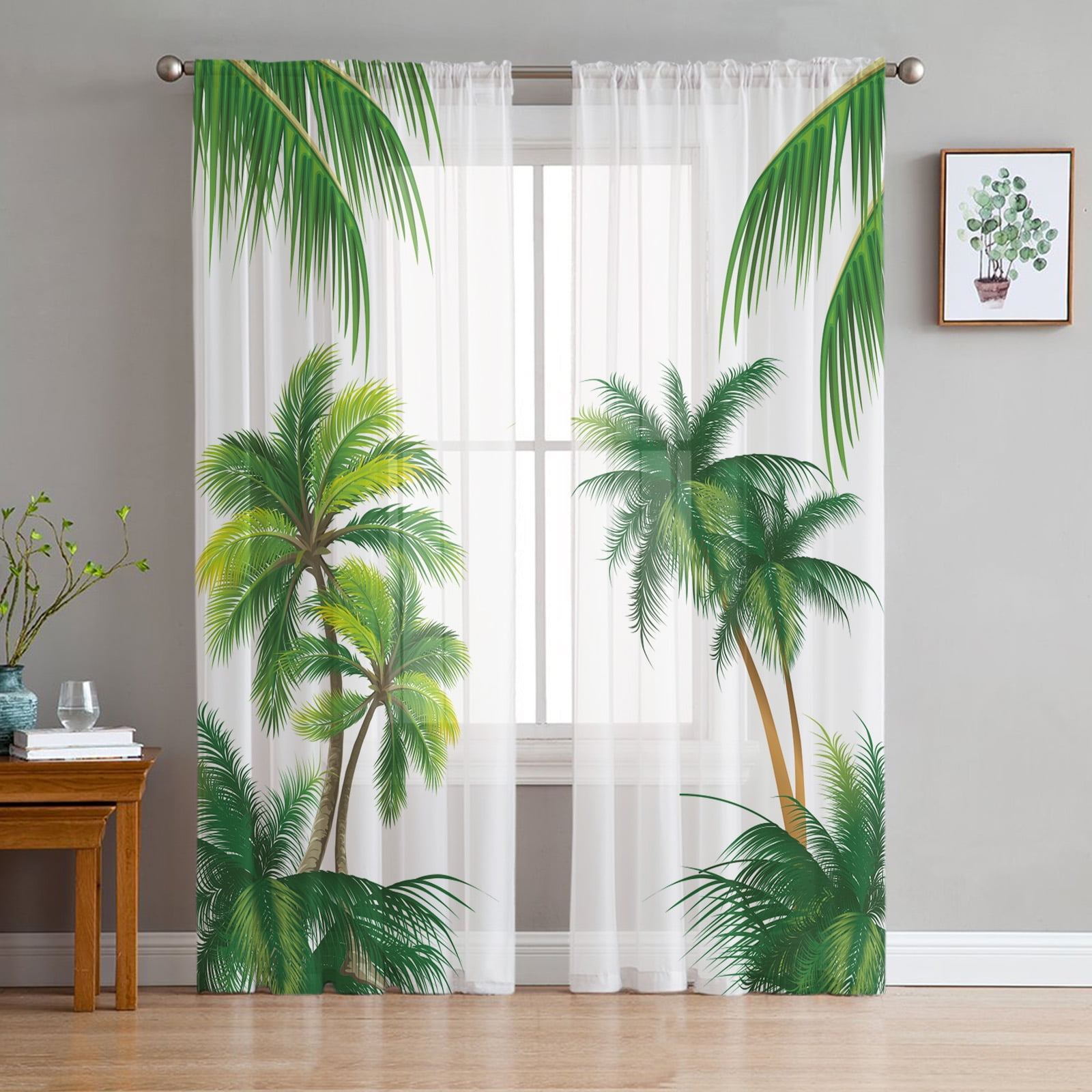 Beach Coconut Tree Summer Sheer Curtains for Living Room ration Window ...