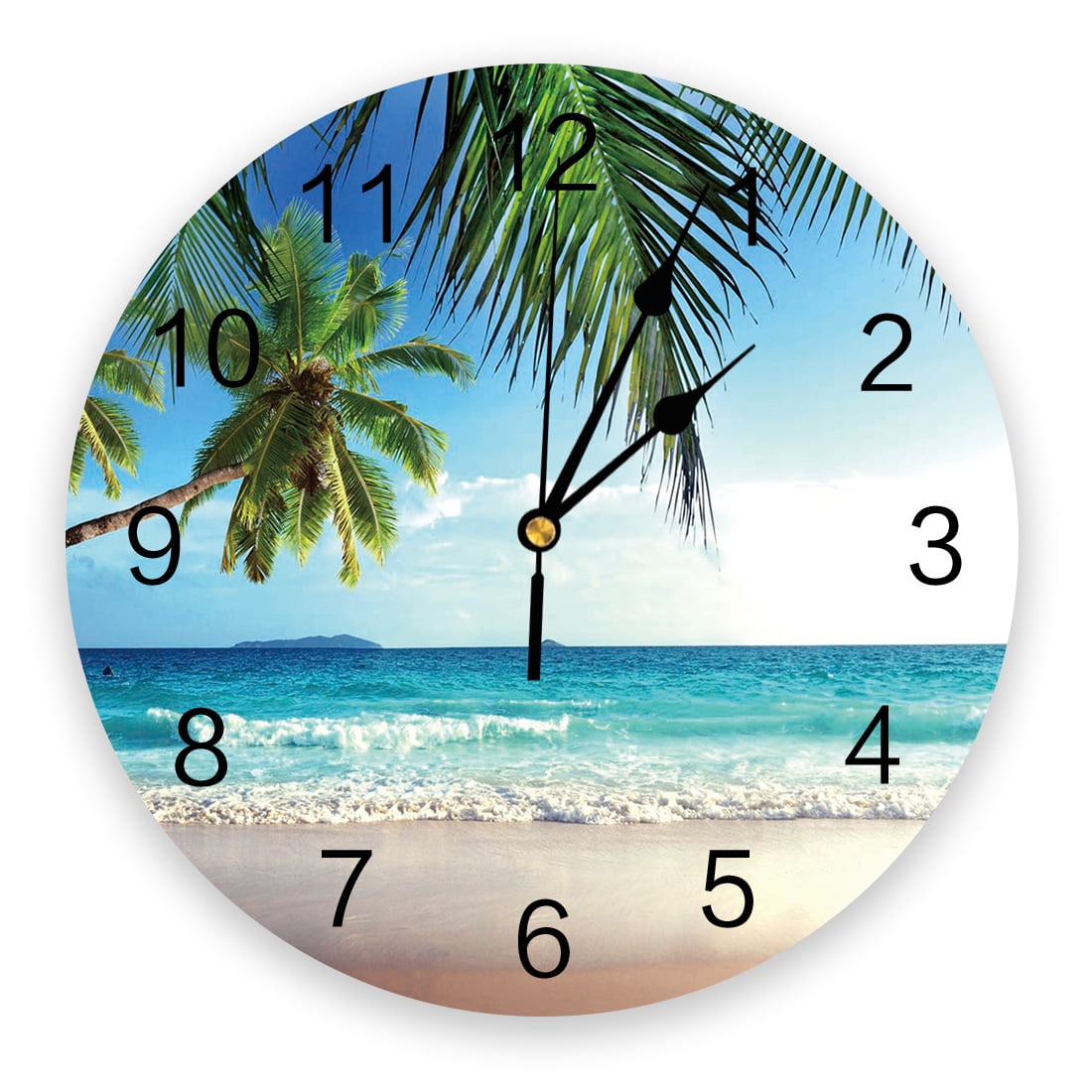 Beach Coconut Tree Wave Sky Wall Clock For Home ration Living Room ...