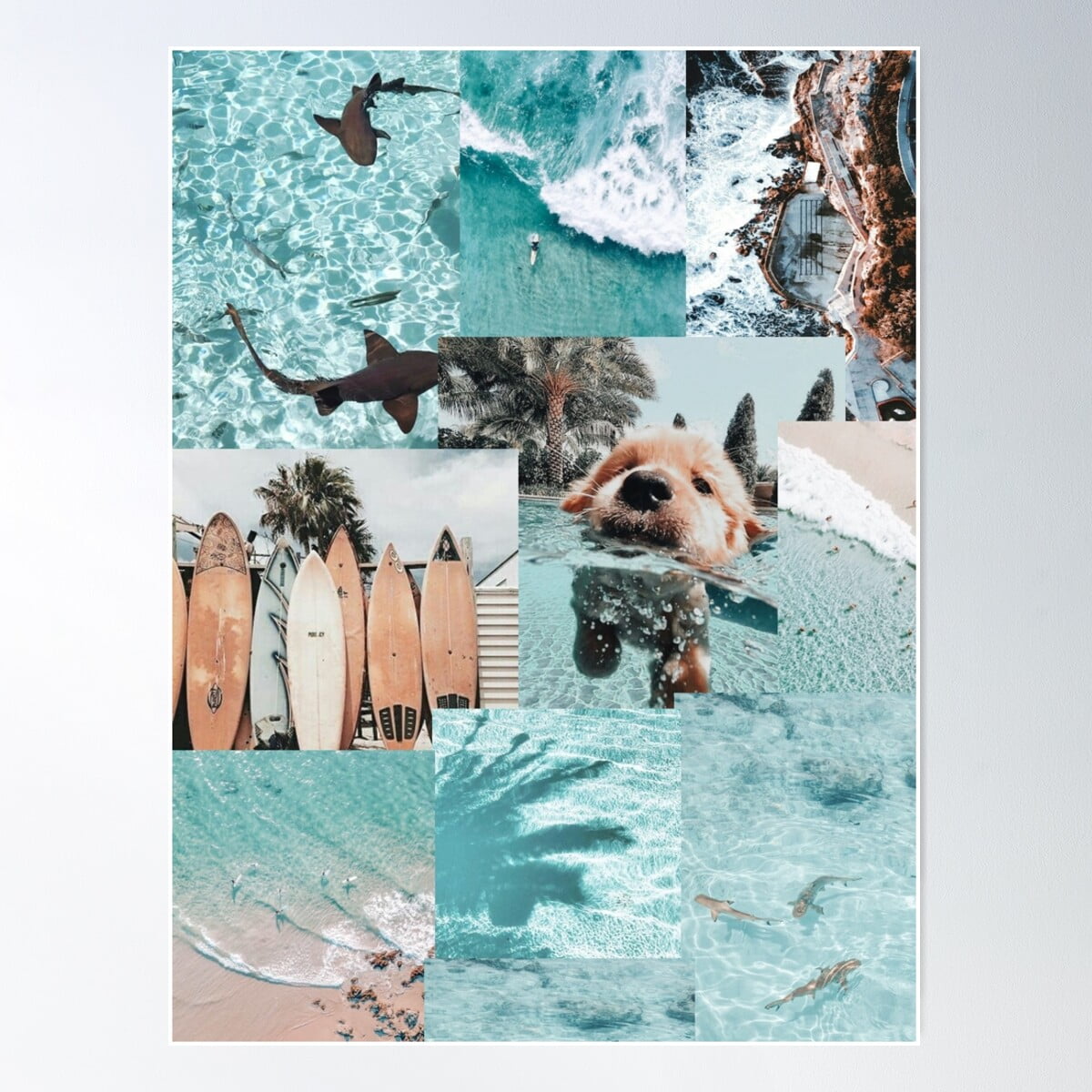 Beach Collage Poster Wall Art, Modern Wall Decor For Living Room ...