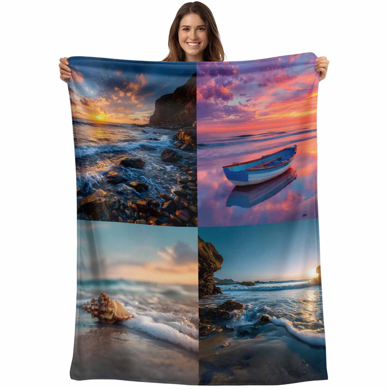 Beach Conch Blanket Soft Cozy Warm Throw Blanket for Couch, Plush Fuzzy ...