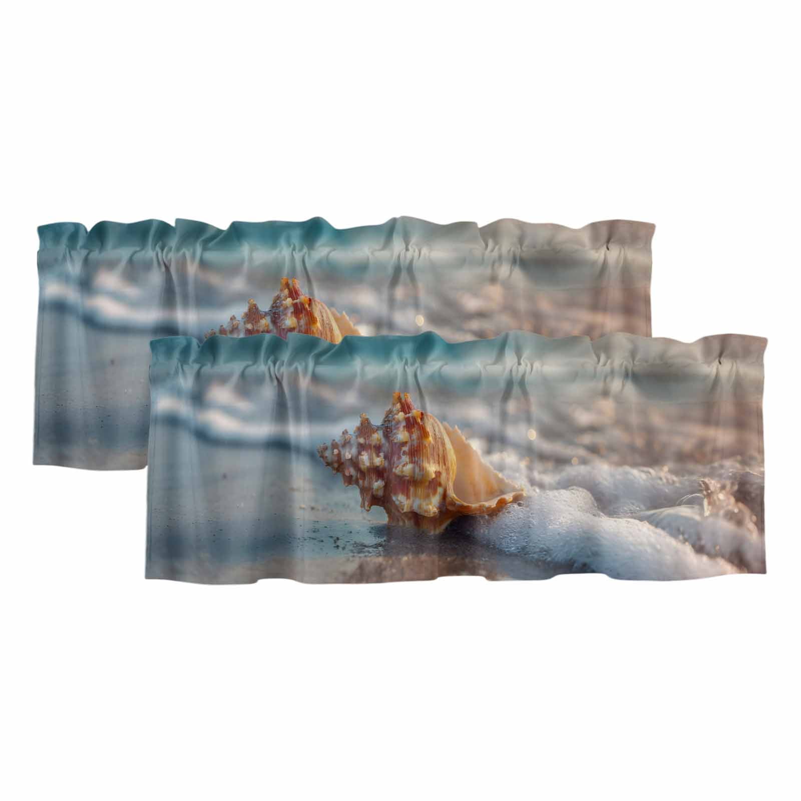 Beach Conch Curtain Valances for Windows, Kitchen Valance Window ...
