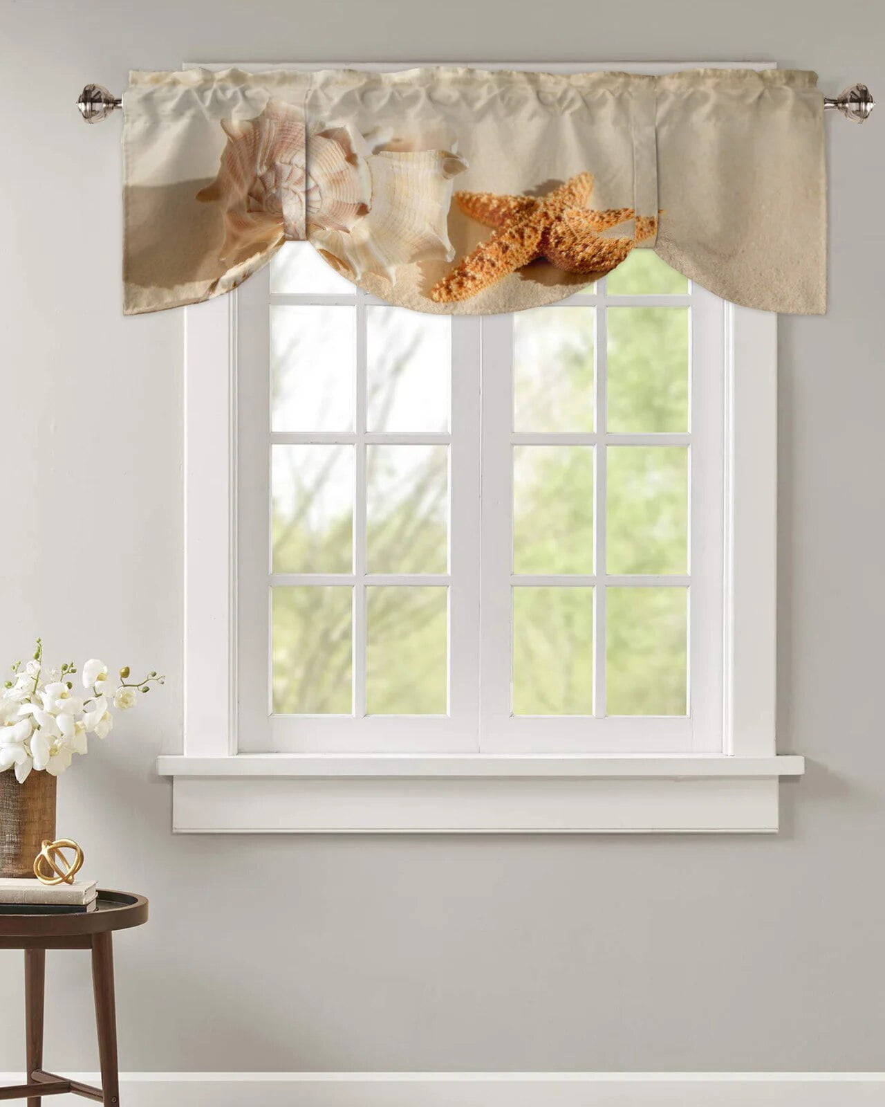 Beach Conch Seashell Starfish Window Curtain Kitchen Cabinet Coffee Tie ...