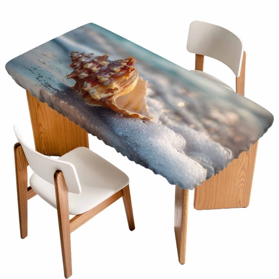 Beach Conch Table Cloths for 5 Foot Rectangle Tables, Sunset Ocean ...
