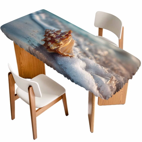 Beach Conch Table Cloths for 8 Foot Rectangle Tables, Sunset Ocean ...