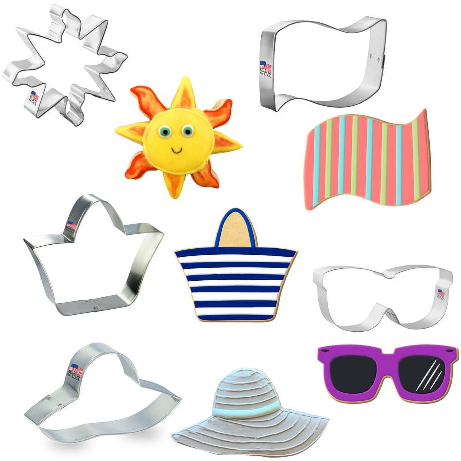 Beach Cookie Cutters 5 Pc Set. USA Tin Plate Steel - By Foose - Walmart.com