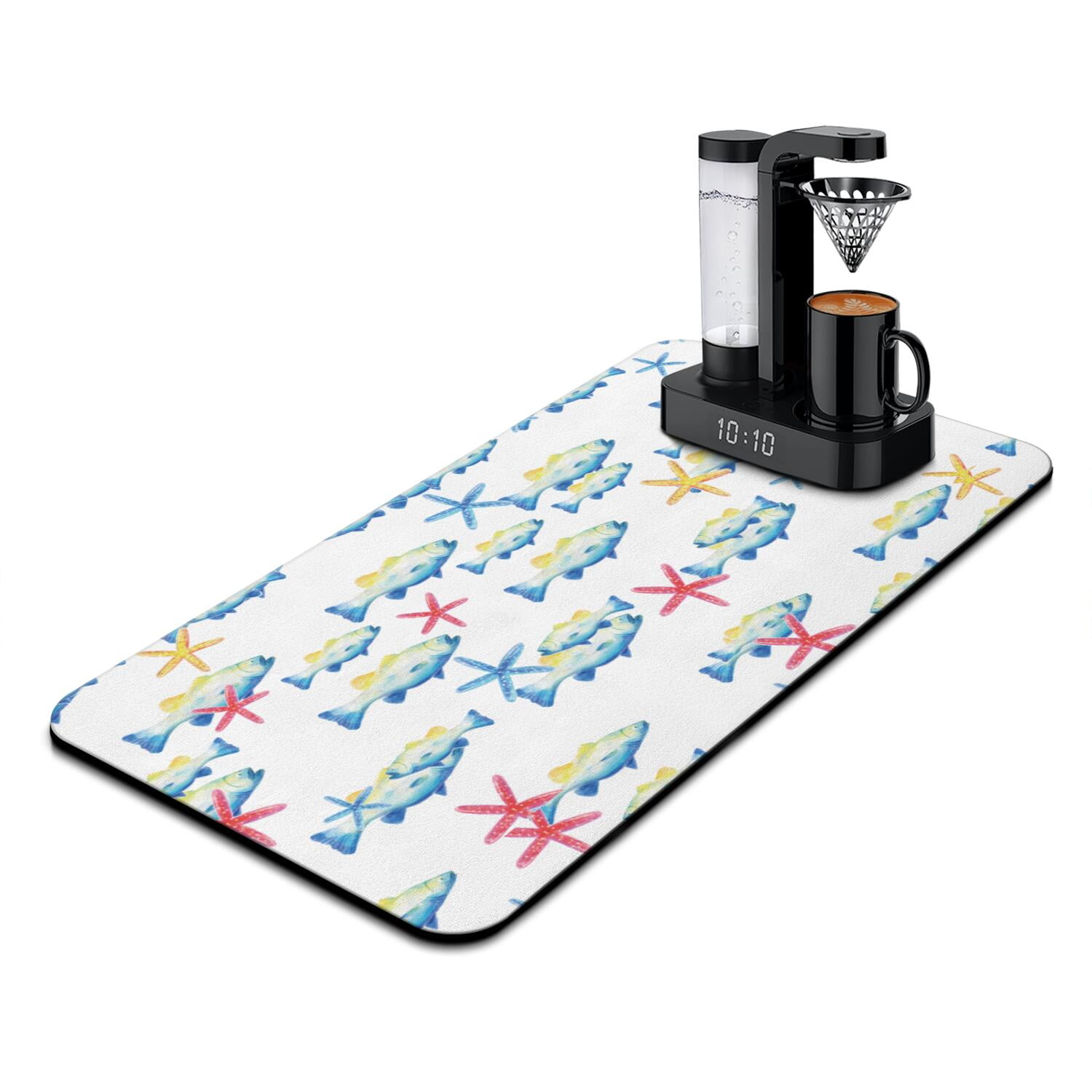 Beach Coral Coffee Station Mat - Non-Slip Multi-Purpose Mat for Coffee ...