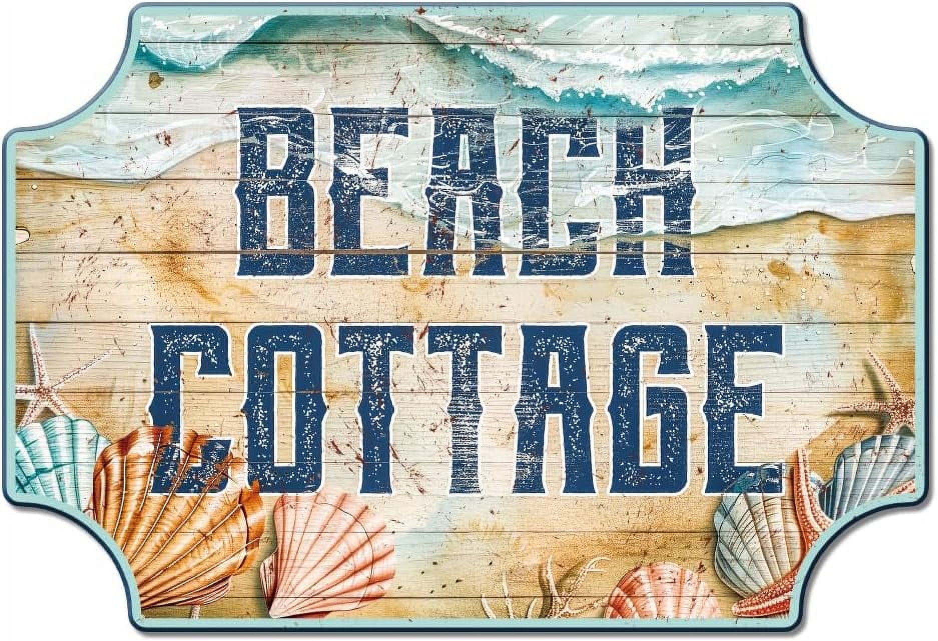 Beach Cottage Vintage Metal Tin Sign Retro Sea Plaque Poster Metal Wall ...