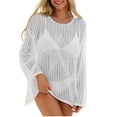 Beach Coverup for Women Crochet Long Sleeve Coverup Mesh Knit Beach ...