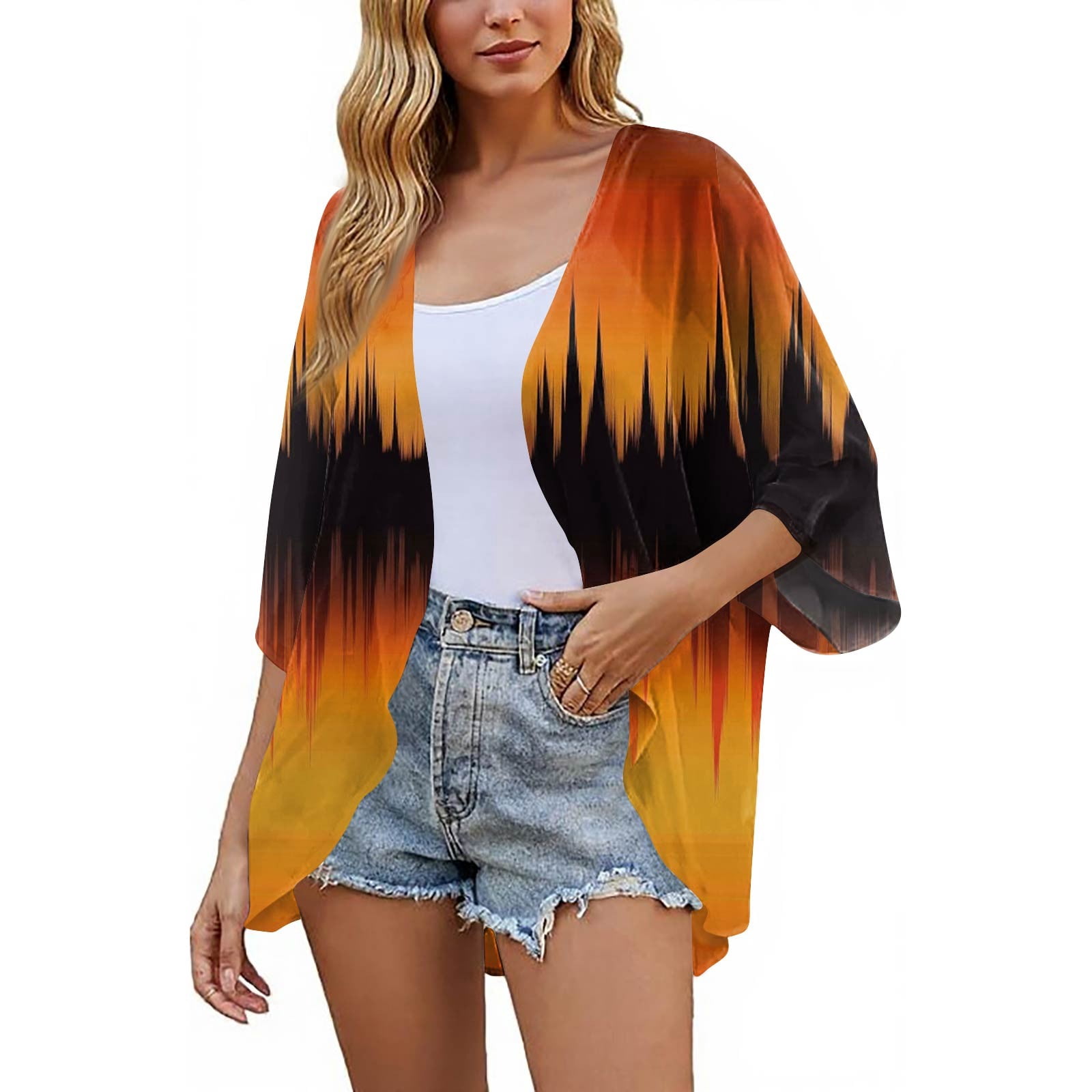 TrdSipl Beach Coverups for Women 2025 3/4 Sleeve Sheer Summer Cardigan ...