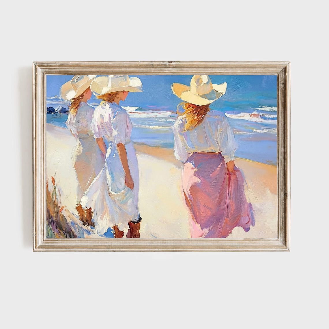 Beach Cowgirl Art Poster Coastal Western Decor, 12x18 UNFRAMED ...