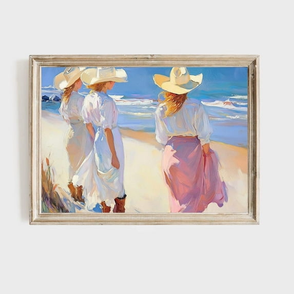 Beach Cowgirl Art Poster Coastal Western Decor, 12x18 UNFRAMED ...