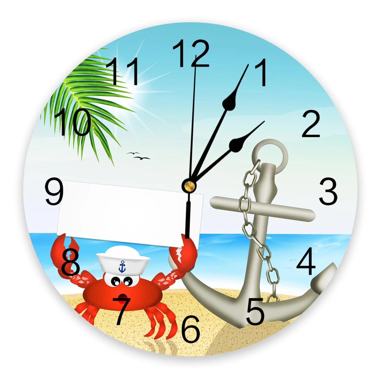 Beach Crab Anchor PVC Wall Clock Modern Design Living Room Decoration ...