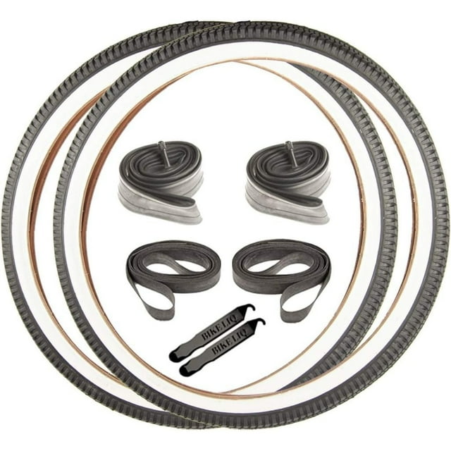 Beach Cruiser Street Leisure Wire Bead Whitewall 26 x 2.125 OEM Replacement Bike Tire Tube Rim ...