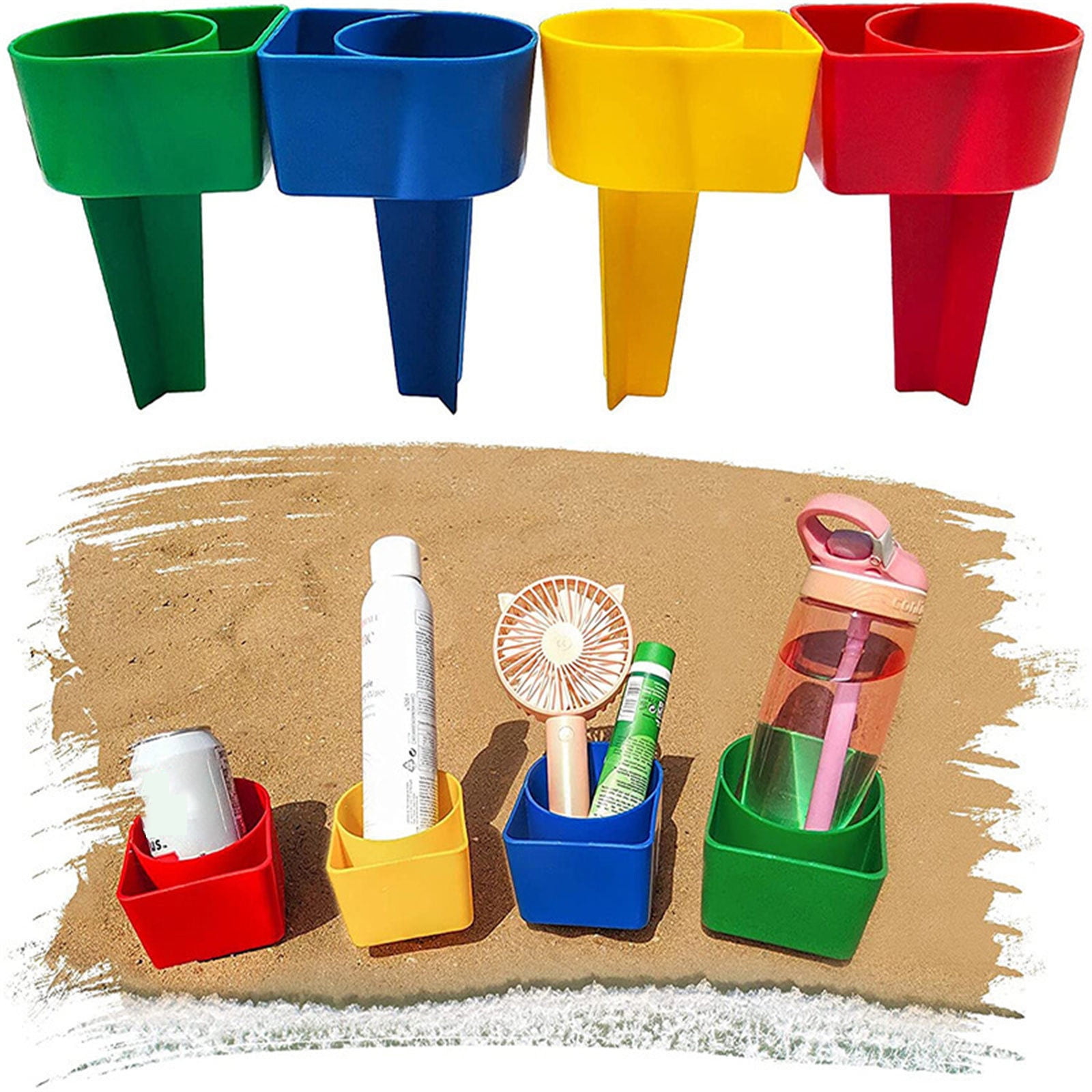 Beach Cup Holder | Portable Outdoor Plastic Cup Stand | Snack & Phone ...