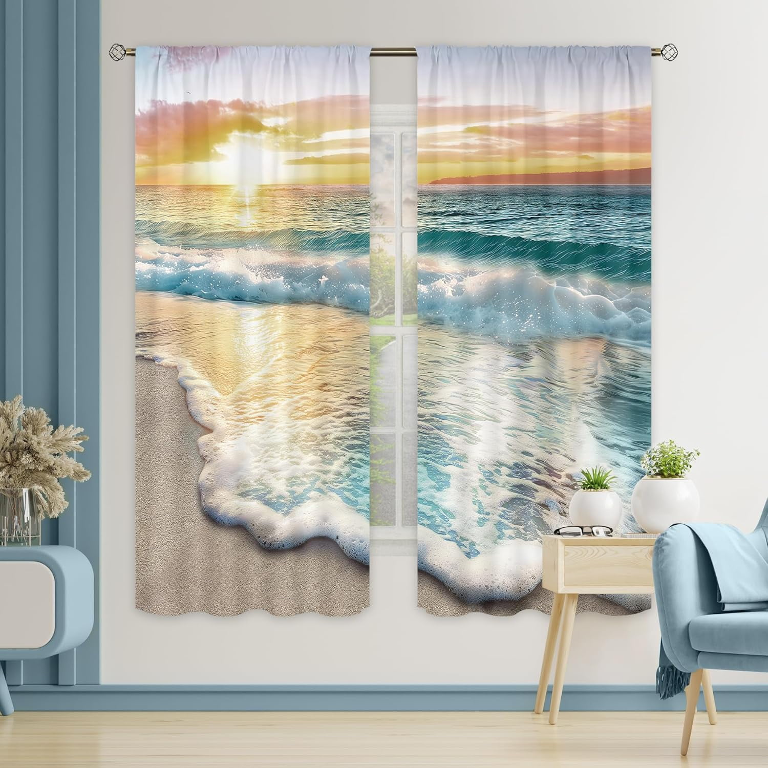Beach Curtains Tropical Curtains Coastal Nautical Hawaiian Scenery ...