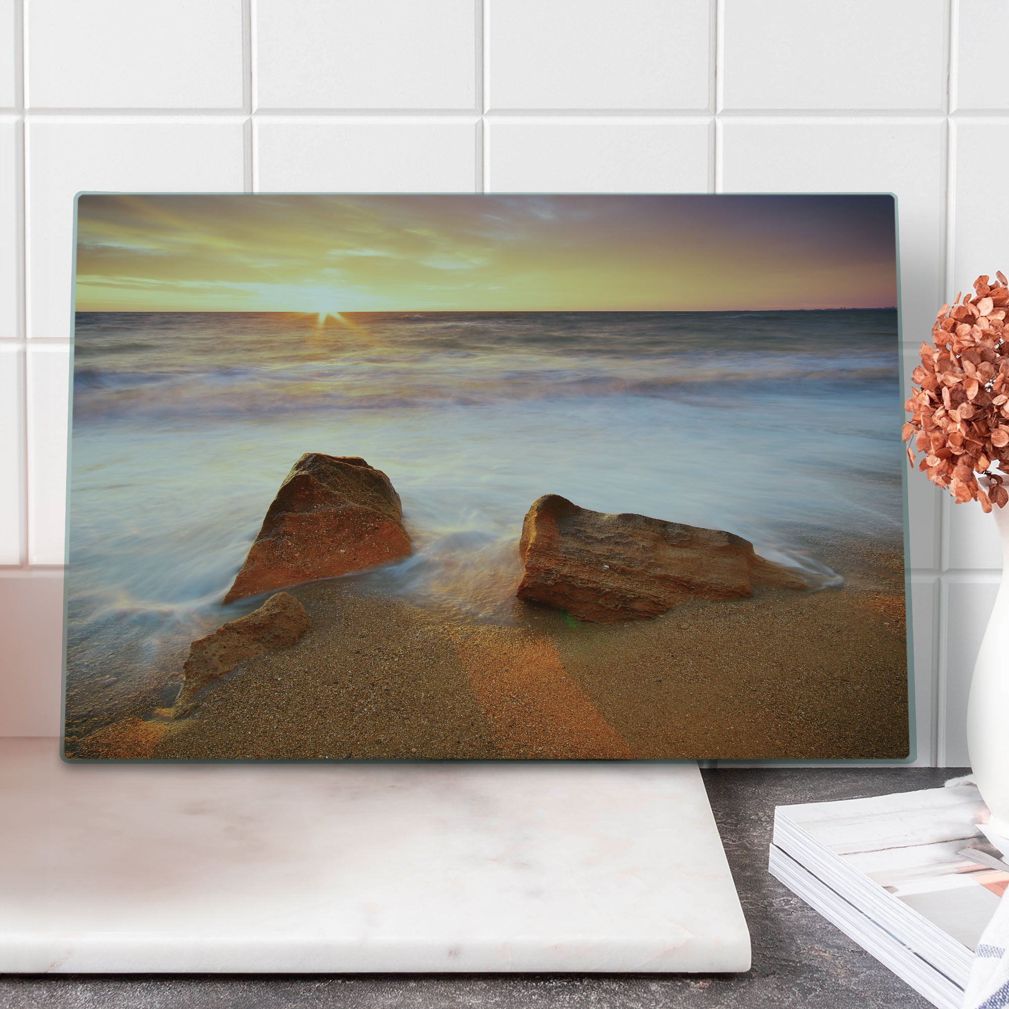 Beach Cutting Board, Fantasy Seascape in Exotic Hawaiian Water Sea Sky Peace Relax Theme in ...