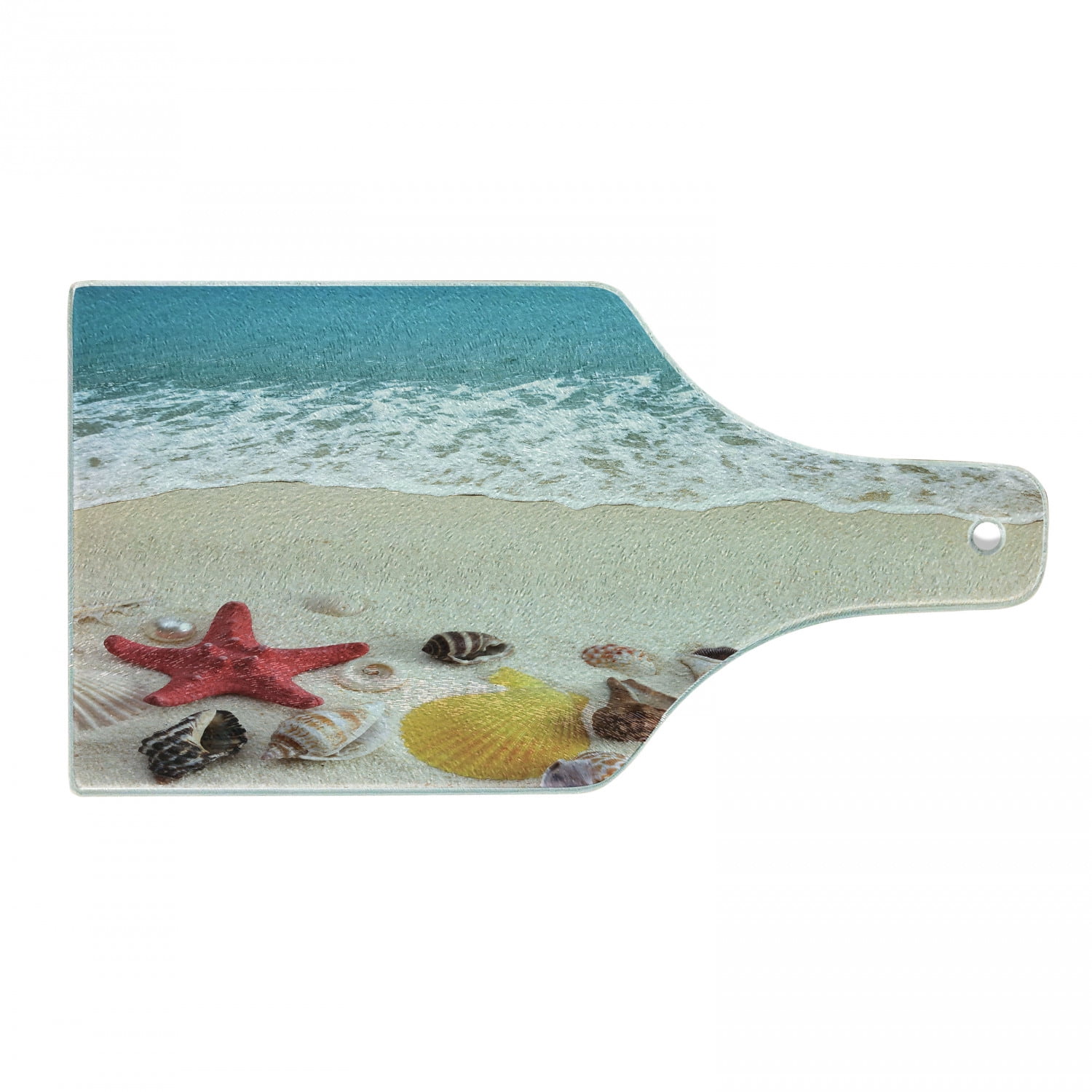 Beach Cutting Board, Sea Shells on Sandy Coast Tropical Island Shore ...