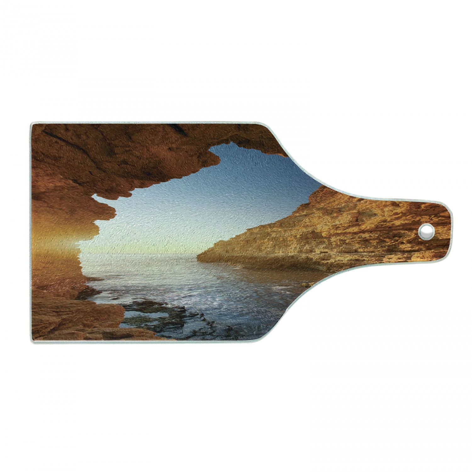 Beach Cutting Board, Sunset in Pacific Paradise Ocean Cave with Morning Horizon Stone Calm ...