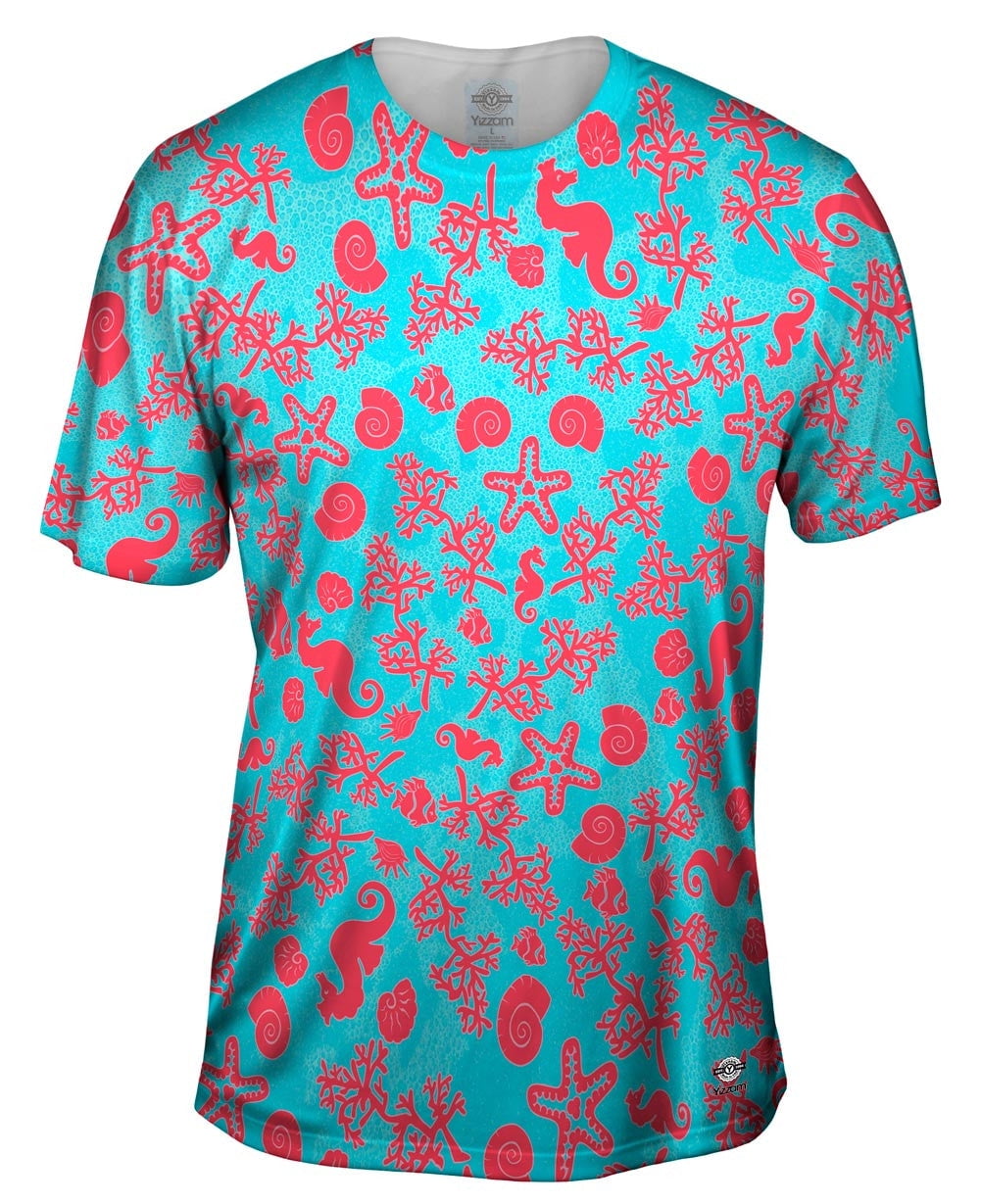 Beach Day Seahorse Coral Pattern Mens T-Shirt All Over Print - Walmart.com