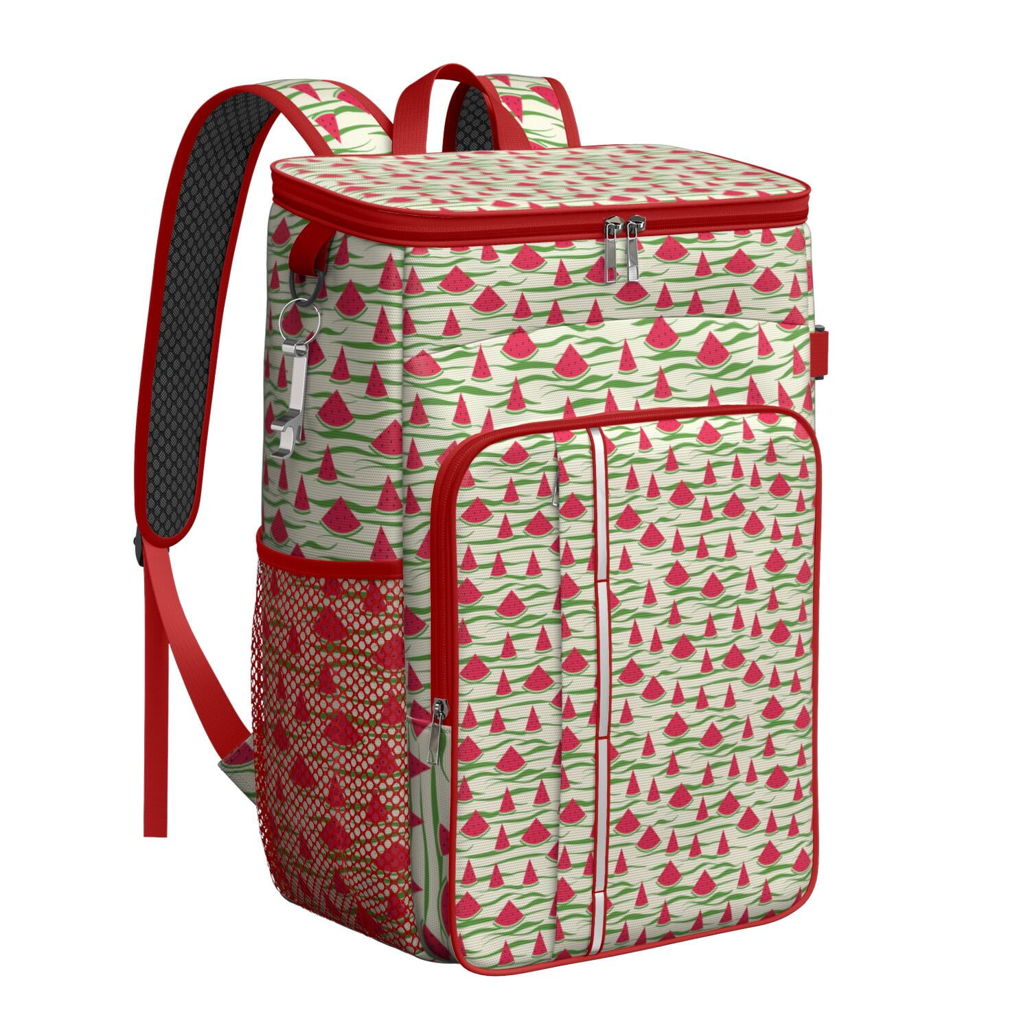 Beach Day Watermelon Print Backpack Cooler, Tropical Fruit Insulated ...